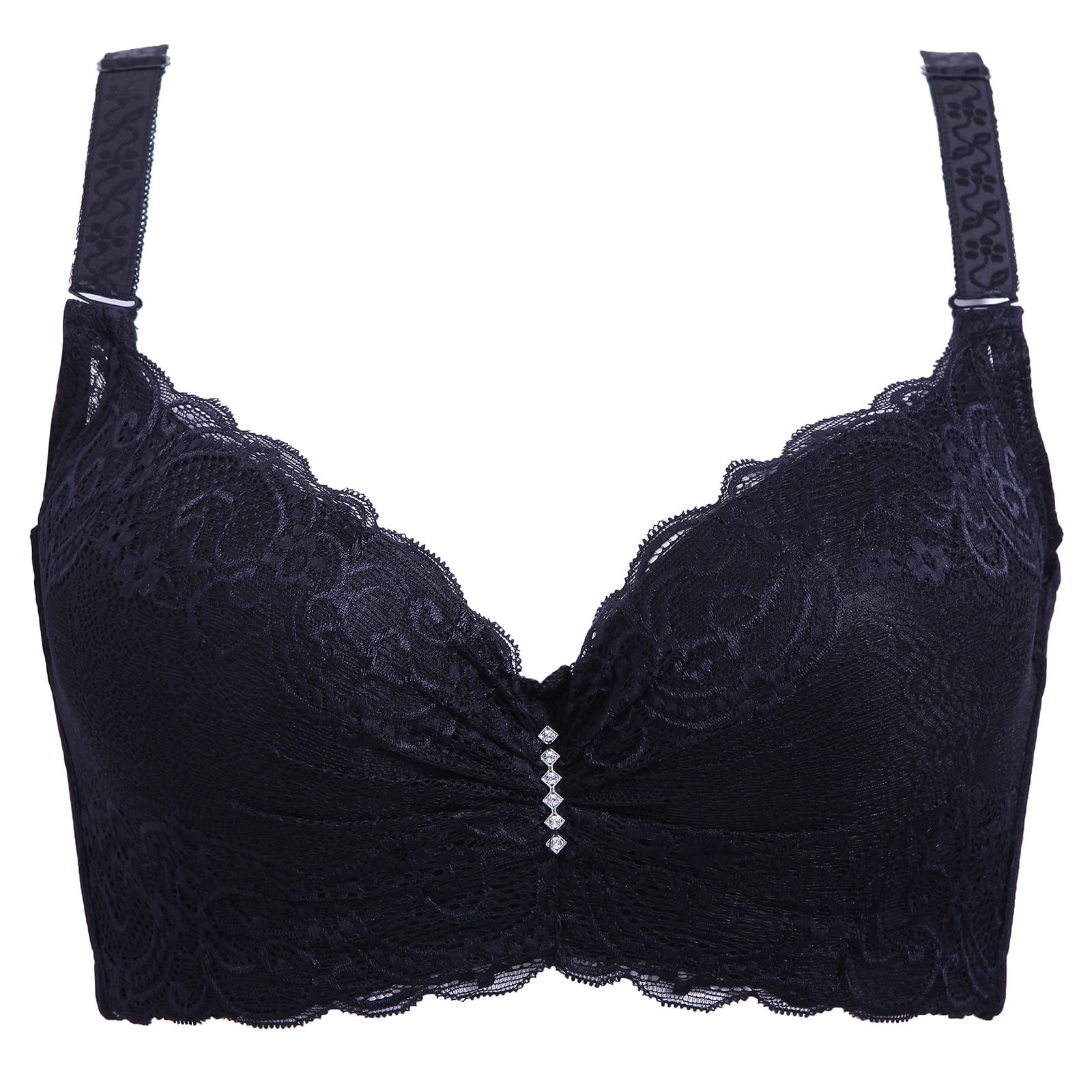 Penkiiy Women Bras Women's Four-breasted Steel Ring Charcoal Thin Bra ...