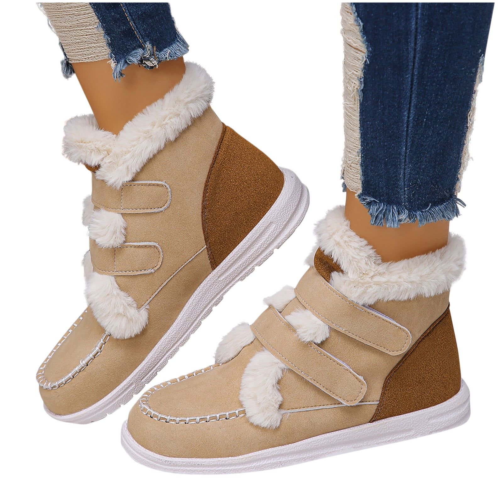 Penkiiy Women Classic Ultra Mini Snow Boots, Faux Fur Lined Slip On ...