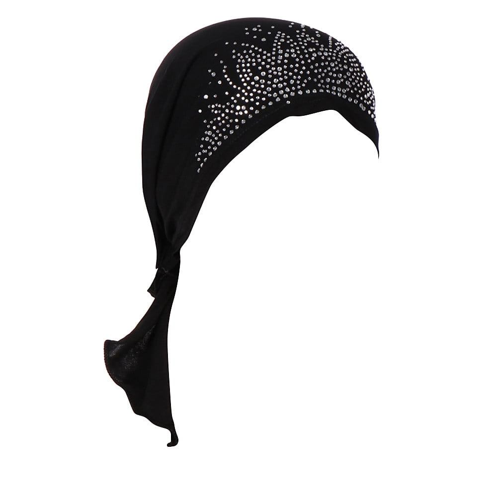 Penkiiy Women Crystal Muslim Turban Hat Stretchy Head Wrap Beanie ...