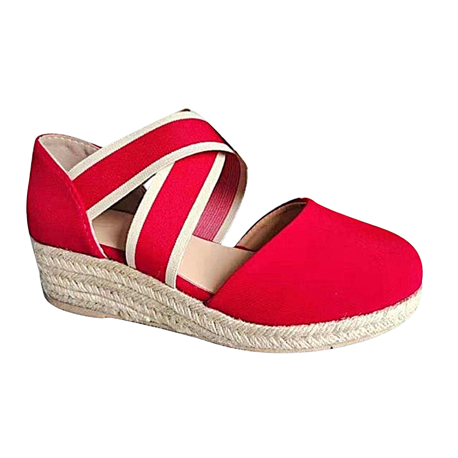 Penkiiy Women's Closed Toe Crisscross Elastic Ankle Strap Platform ...