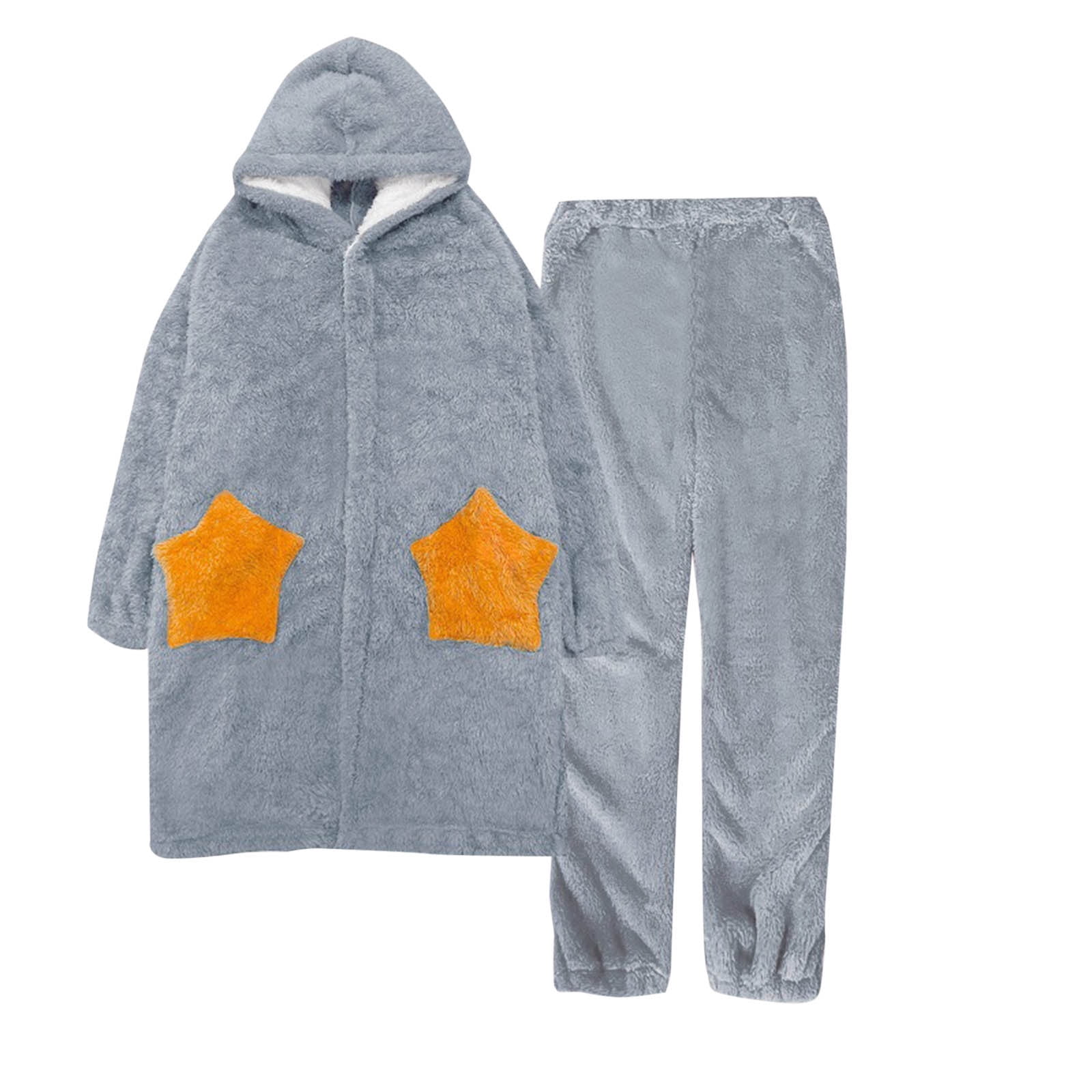 Penkiiy Women's Cute Robe Button Bathrobe - Hooded Plush Sleepwear with ...