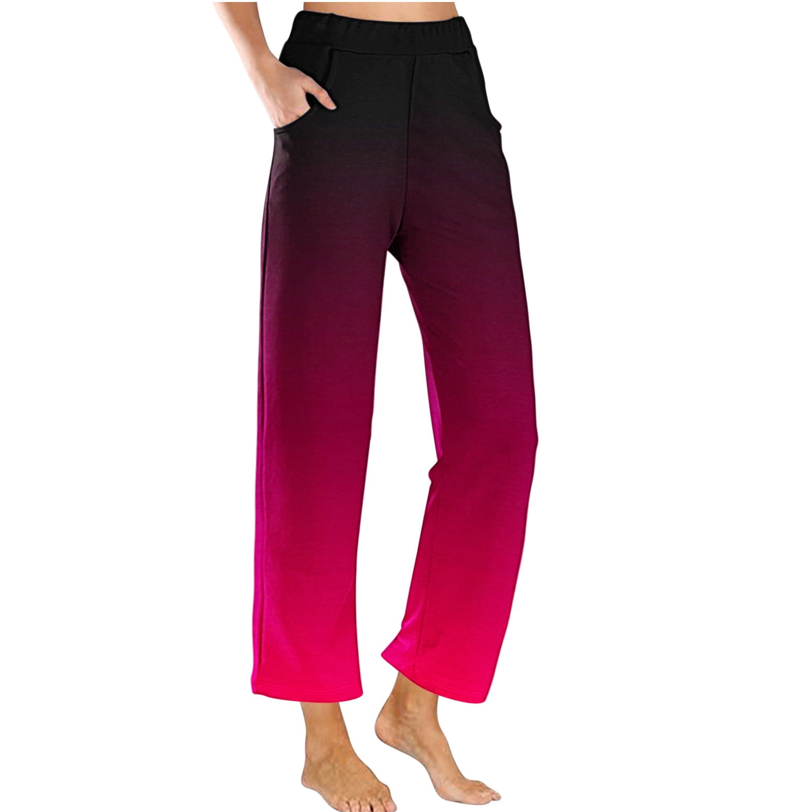 Penkiiy Women's Gradient Cropped Wide Leg Pants, High Waisted Palazzo ...