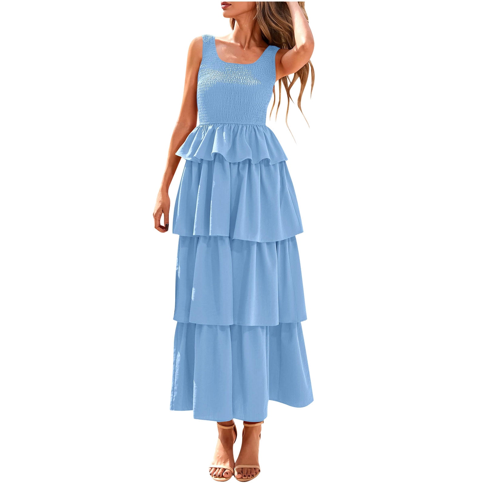 Penkiiy Women's Layered Summer Sundress - Casual Tiered Maxi Dress with ...