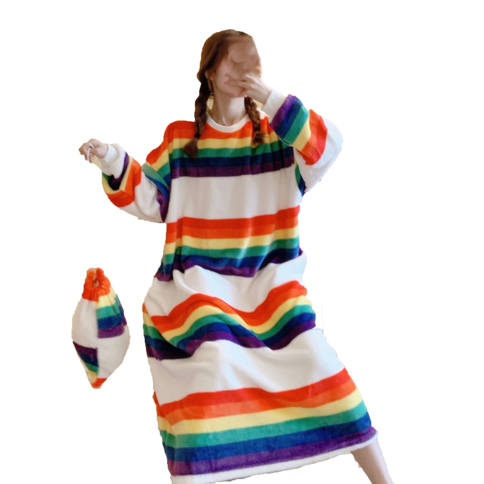 Penkiiy Women's Loose Fuzzy Nightgowns Cozy Cartoon Print Loose Fit ...