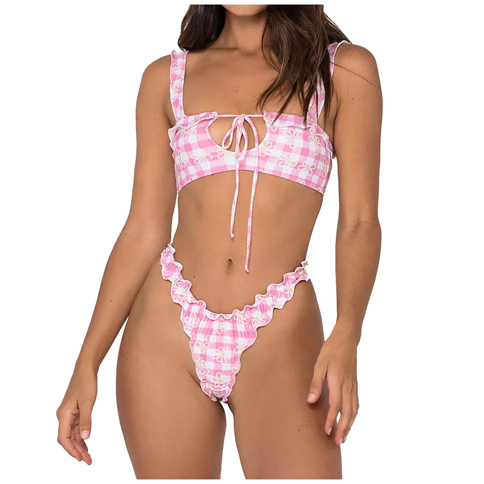Penkiiy Women's Sexy High Breast Contrast Solid Bikini Set Solid ... Penkiiy Women's Sexy High Breast Contrast Solid Bikini Set Solid ...