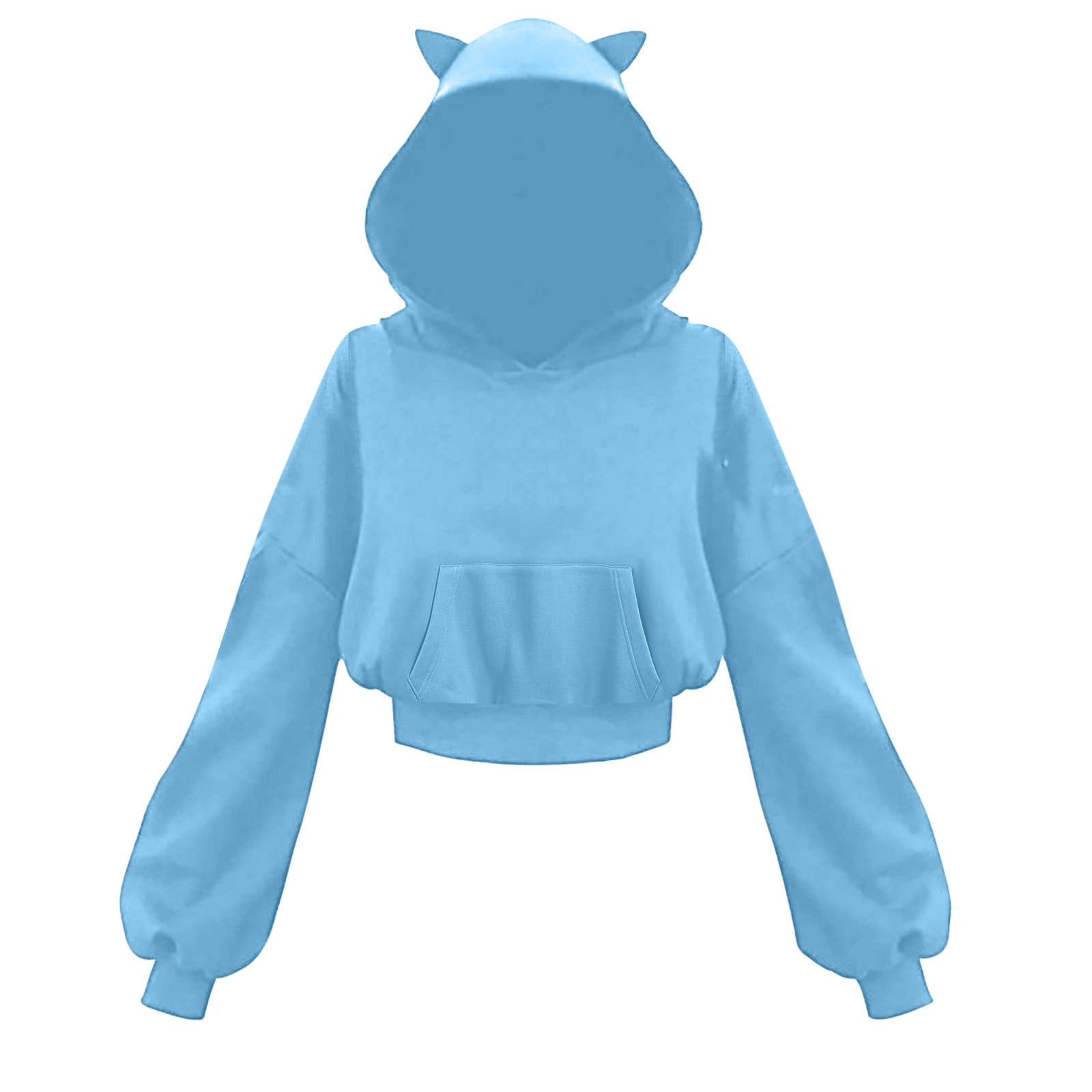 Penkiiy Womens Cat Ear Hoodie Sweatshirt Fall Long Sleeve Sweater Cat Cute Crop Top Hoodies ...