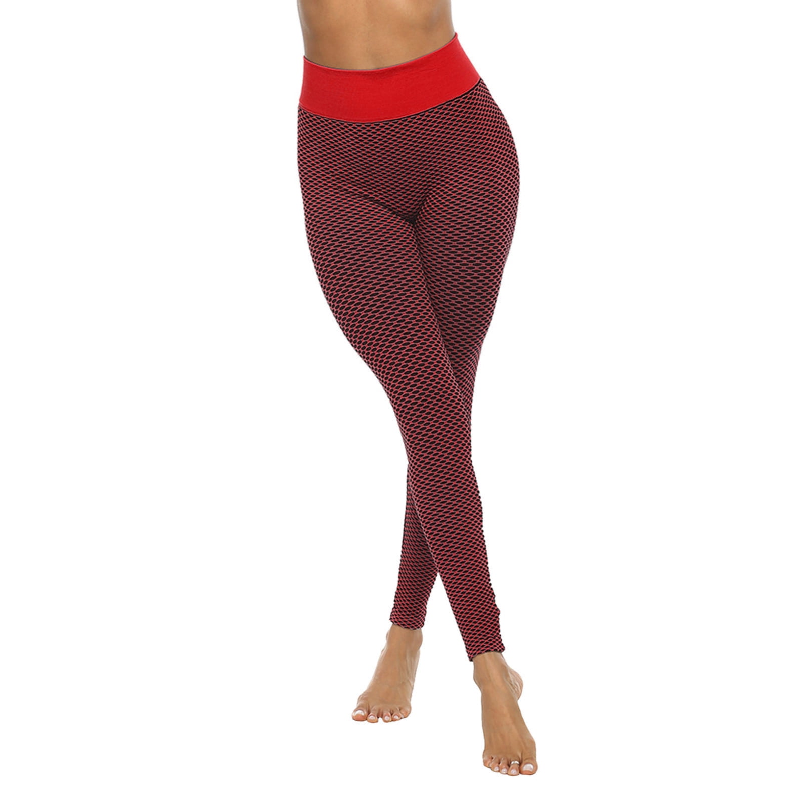 Penkiiy Yoga Pants Womens Lattice Printing High Waist Stretch Strethcy
