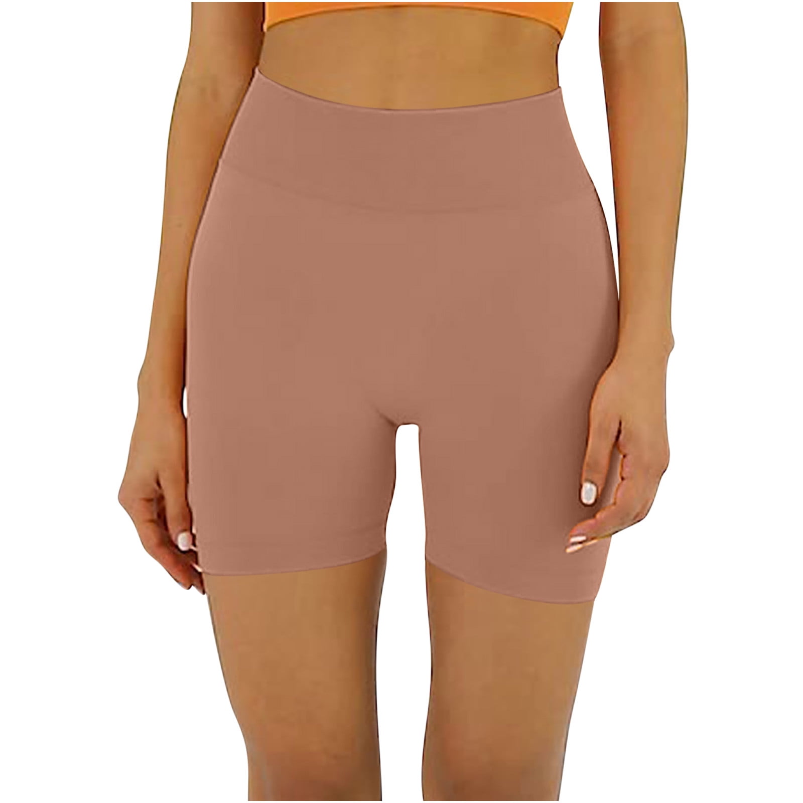 Penkiiy Yoga Shorts For Womens Women Solid Seamless Fitness Shorts High Waist Lifting Shorts