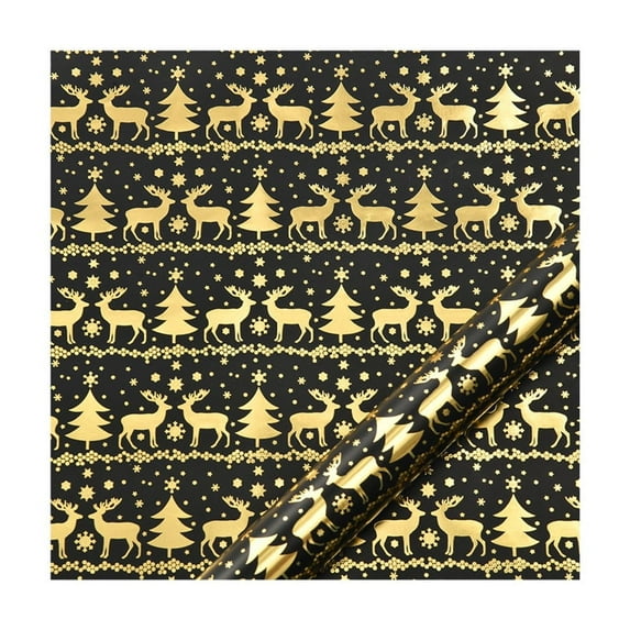 Penmahua 10 Sheets Christmas Wrapping Paper 19.69 X 27.56 Inches Black ...