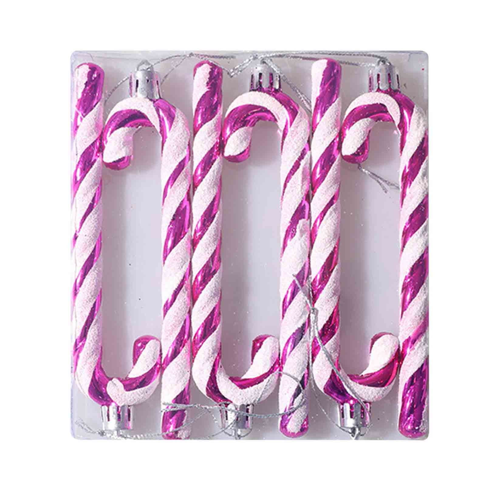Penmahua 6-Piece Set Of Hot Pink Candy Cane Ornaments For Tree ...