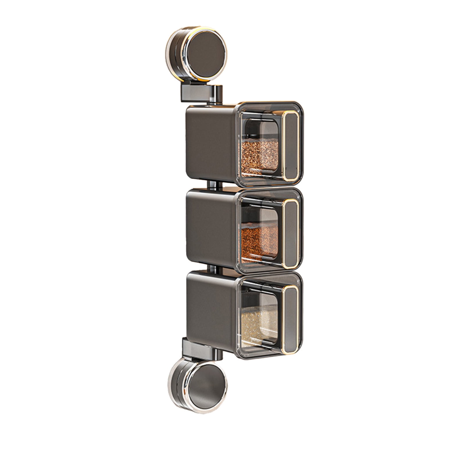 Penmahua Gray Suction Cup Rotating Seasoning Box Set For Kitchen ...
