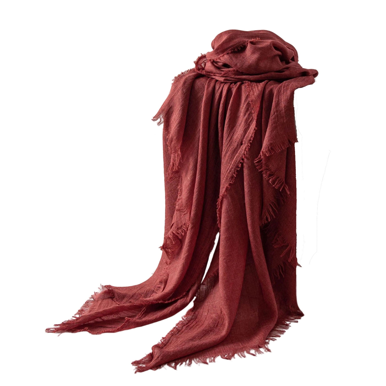 Penmahua Red Solid Color Scarf For Women Thin Lightweight Silk Feel ...