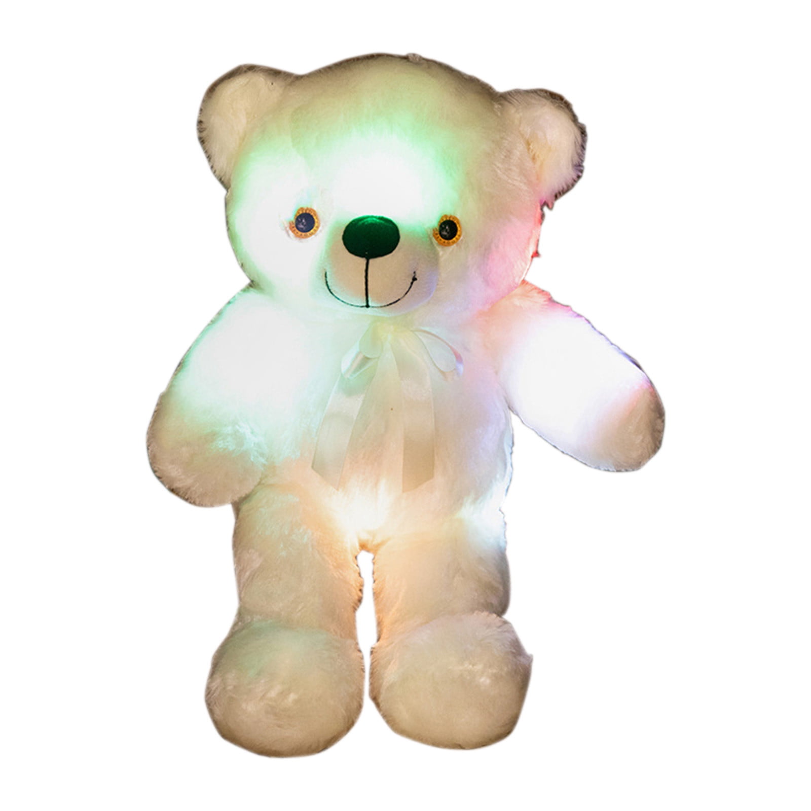 Penmahua White Color Changing Glowing Ribbon Bear Stuffed Doll 17.72 ...