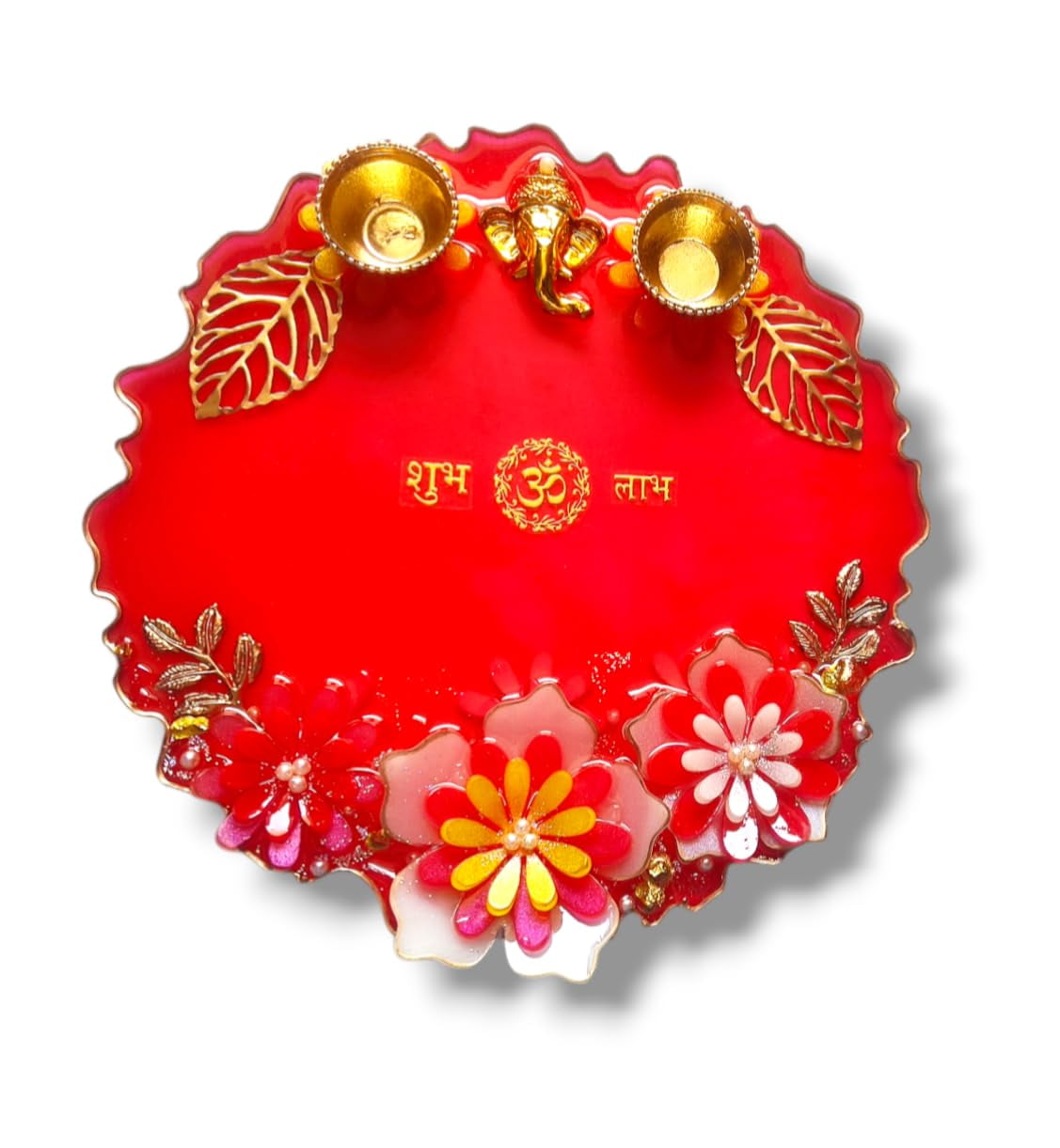 Penman Decor Handmade Decorative Resin Pooja thali Set with 3D Flower ...