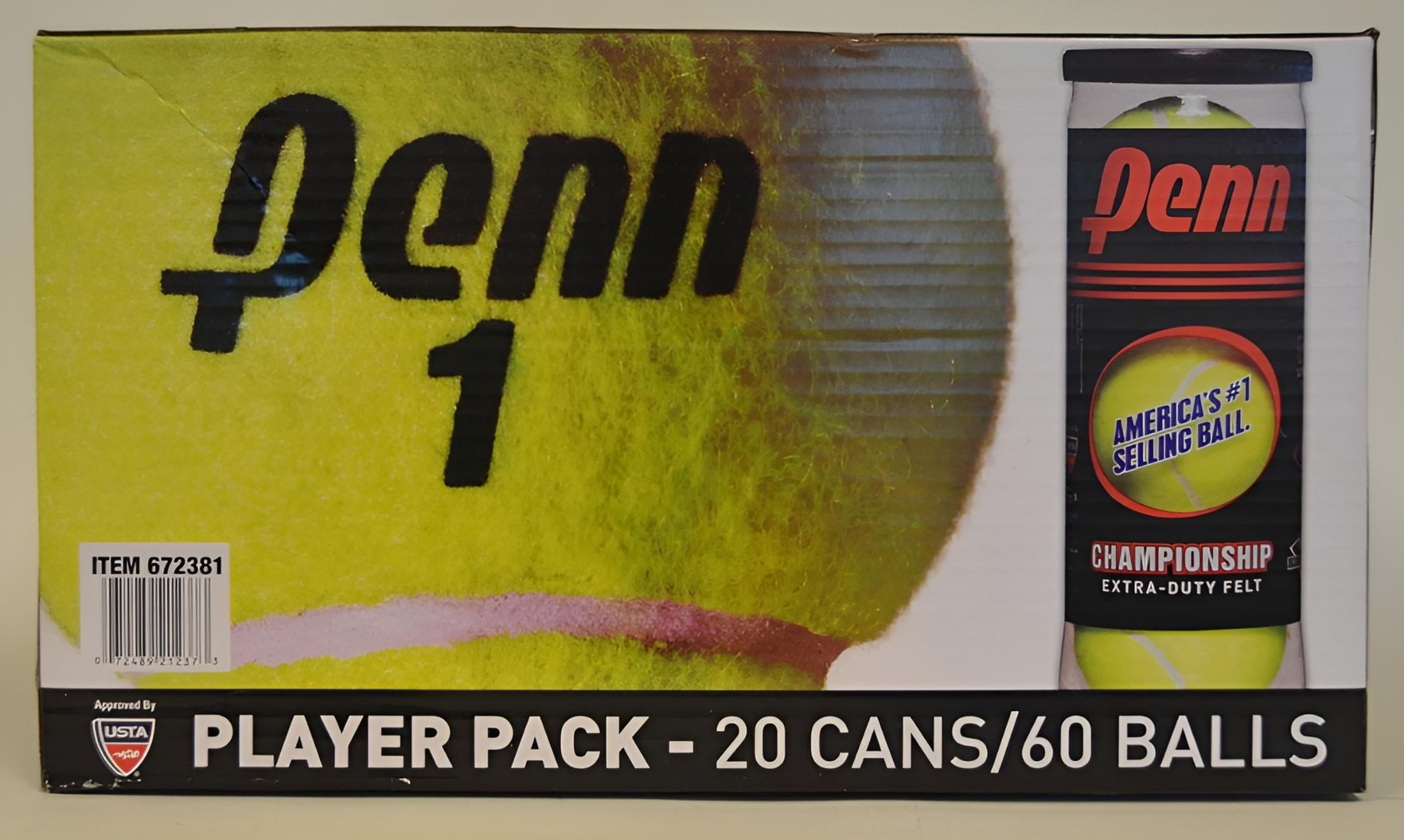 Penn Championship Extra Duty Tennis Balls, 20 Cans Player Pack (60 ...