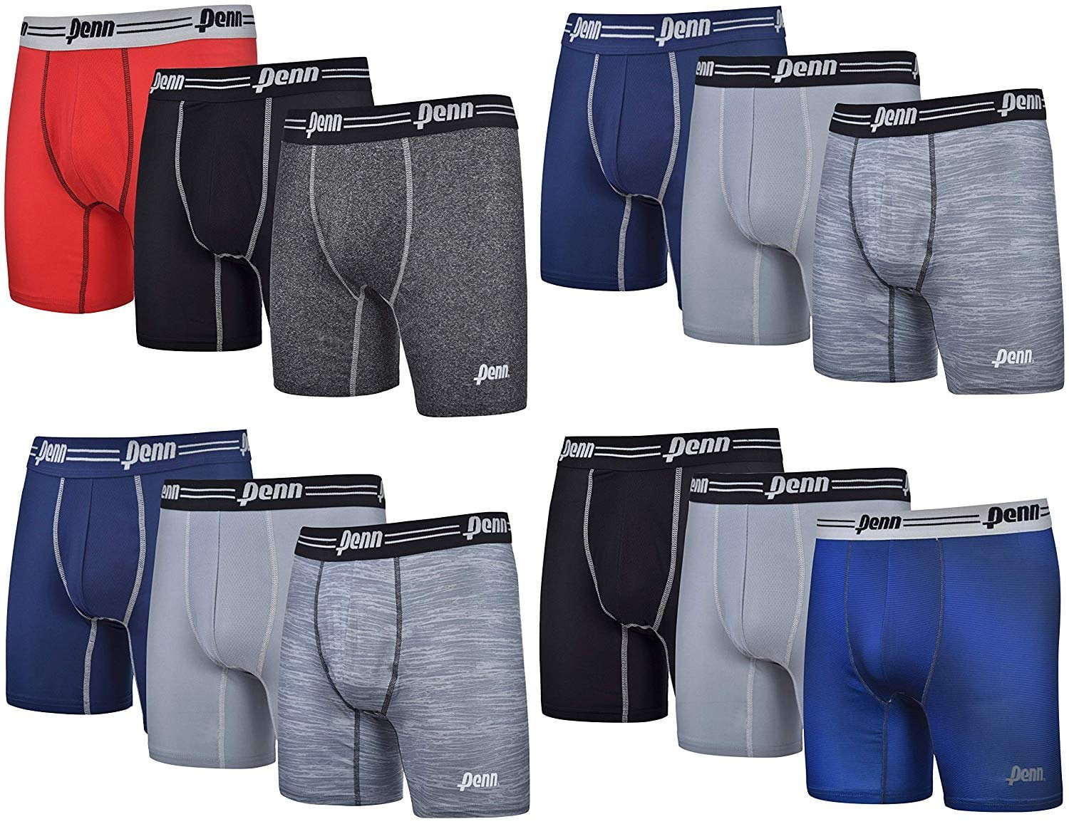 Penn Active Sport Soft Multipack - 12-Pack Men's Performance Boxer ...