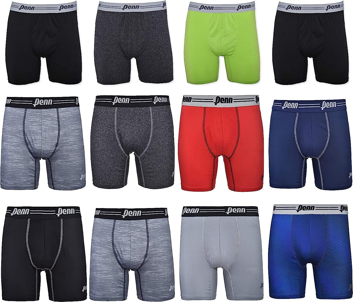 Penn Mens Performance Boxer Briefs - 6 Pack Random Colors - Walmart.com