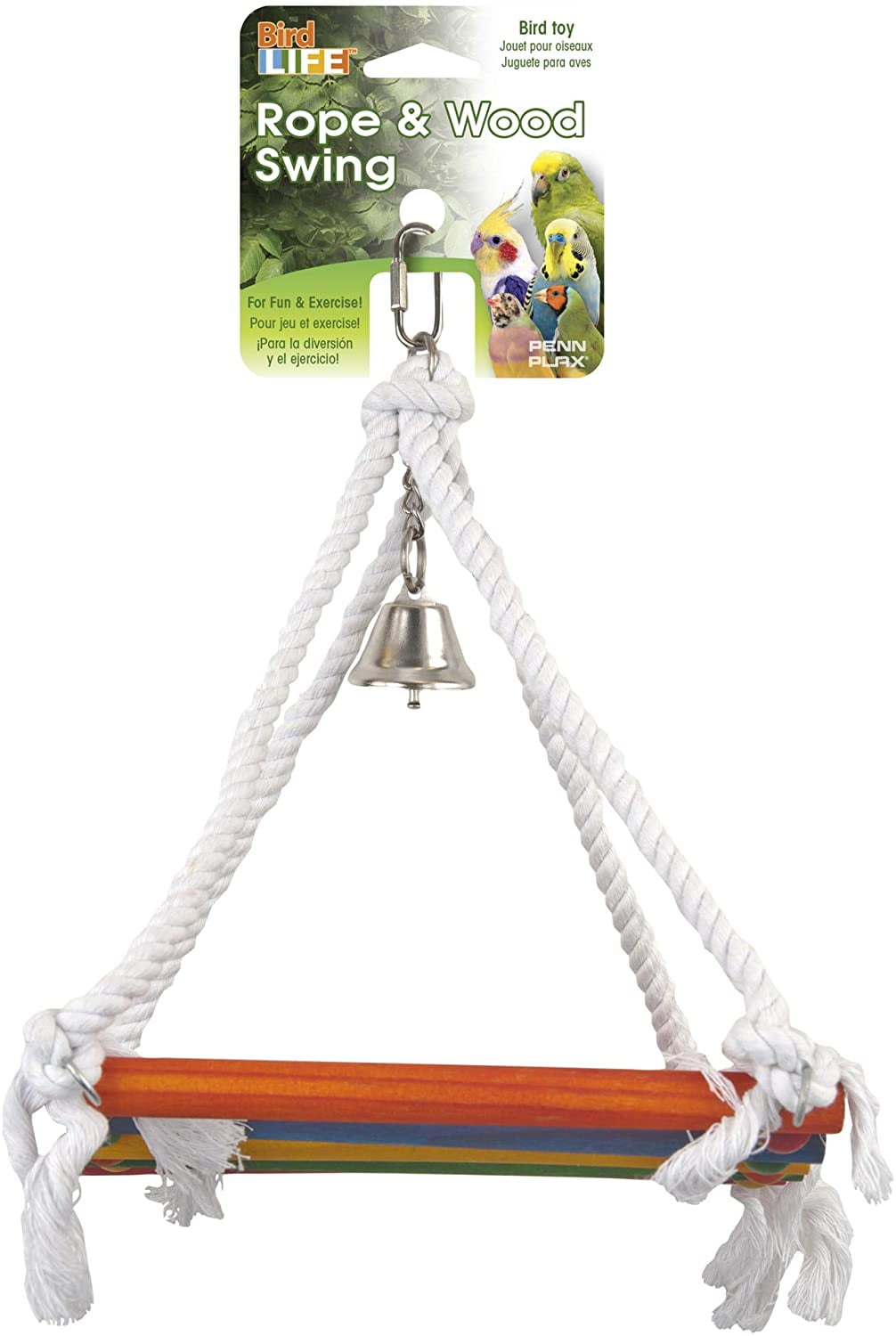 Penn-Plax BA1218 Rope and Wood Platform Swing Bird Toy with Bell ...