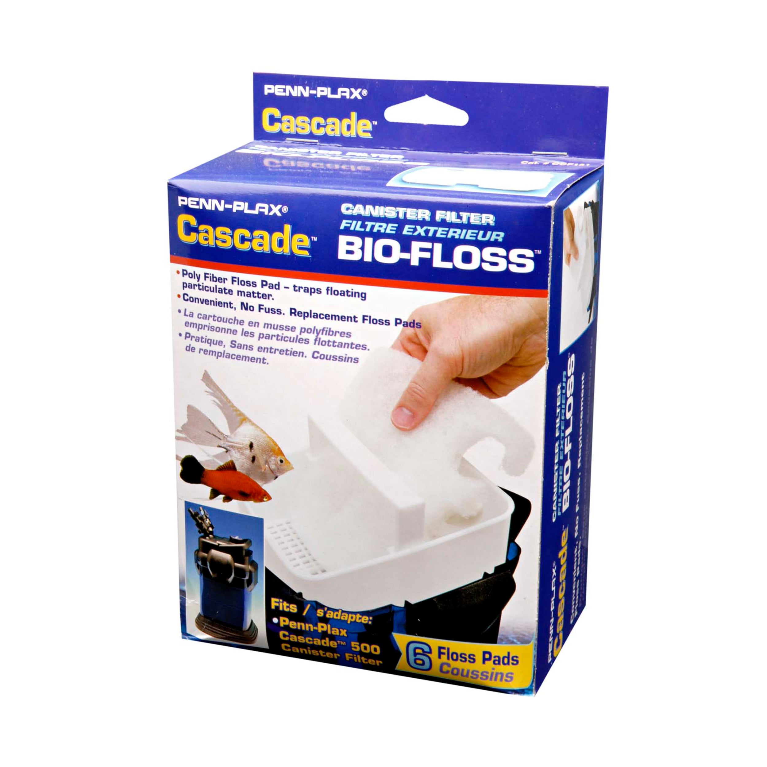 Penn-Plax Cascade Bio-Floss, Poly Fiber Floss Pads , 6 Count, Medium ...