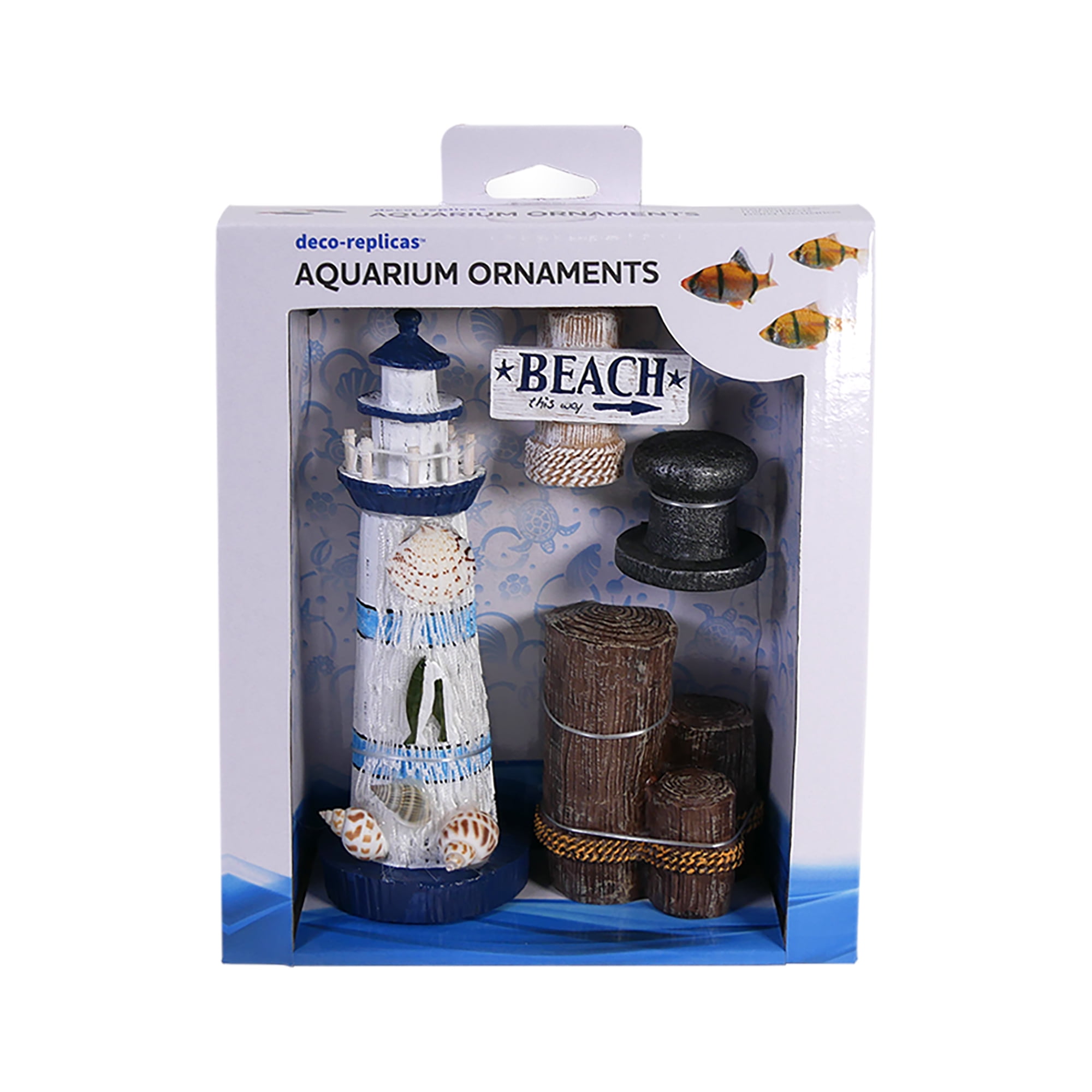 Penn-Plax Nautical Resin Aquarium Decoration 4-Piece Set for Fresh and ...