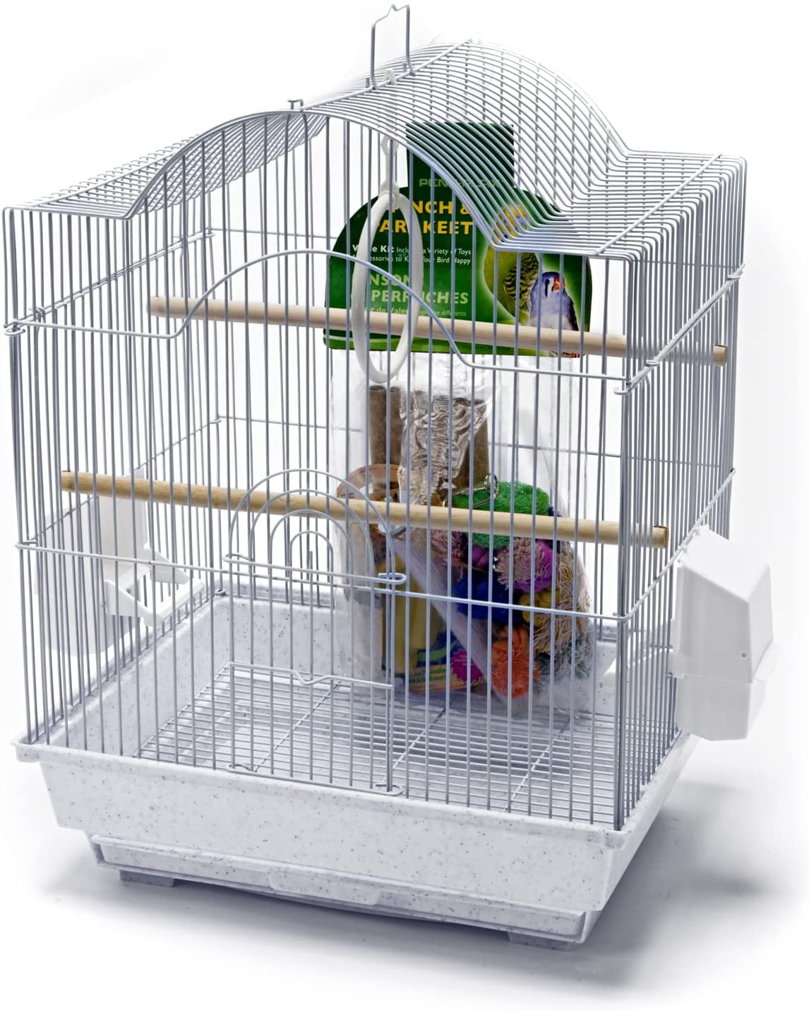 Penn-Plax Small Bird Starter Kit, White Birdcage with Accessories, for ...