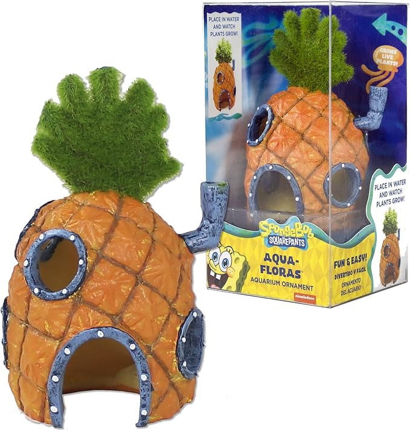 Penn-Plax Spongebob Squarepants Aqua-Flora Living Aquarium Decoration ...