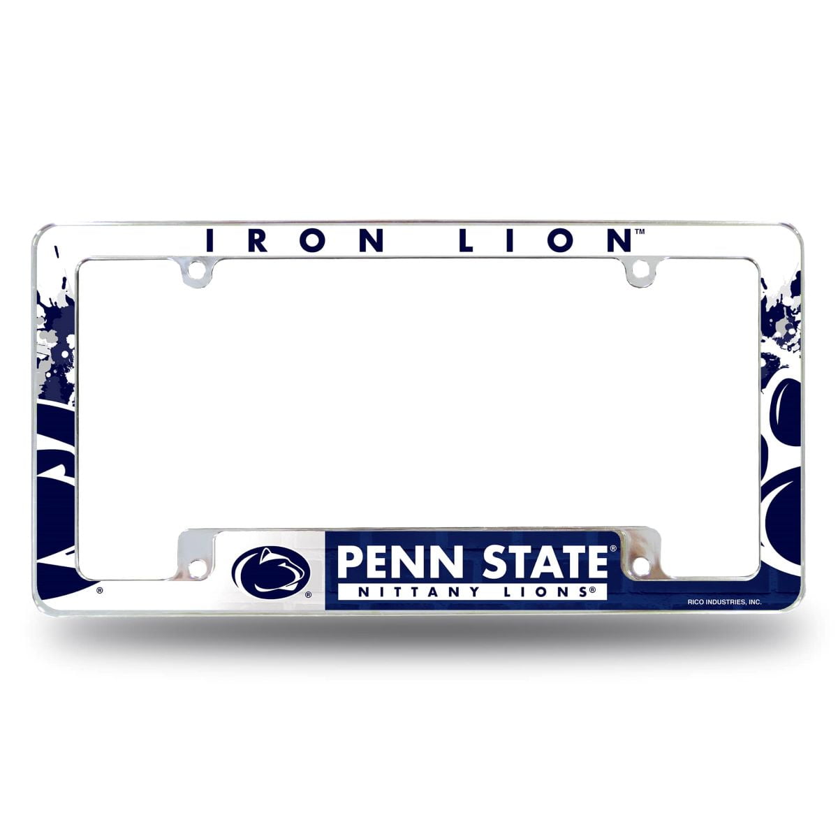 Penn-St. Lion's Chrome Metal License Plate Frame with Bold Full Frame ...