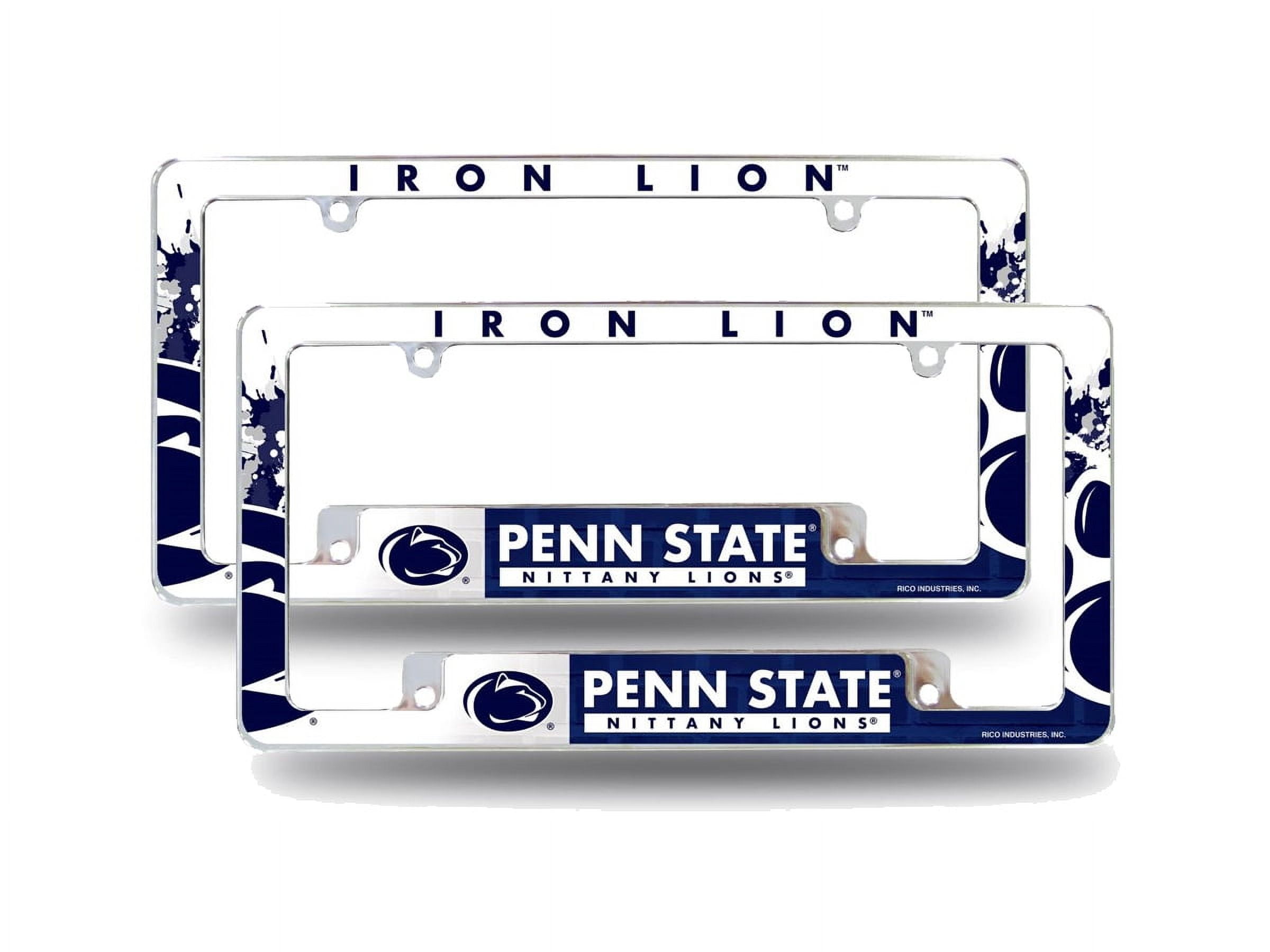 Penn-St Lions PSU - Iron Lion - Chrome Metal License Plate Frame with ...