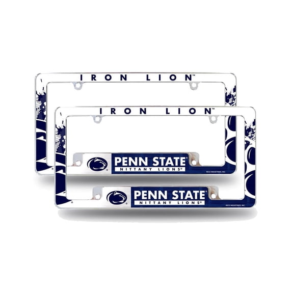 Penn-St Lions PSU - Iron Lion - Chrome Metal License Plate Frame with ...