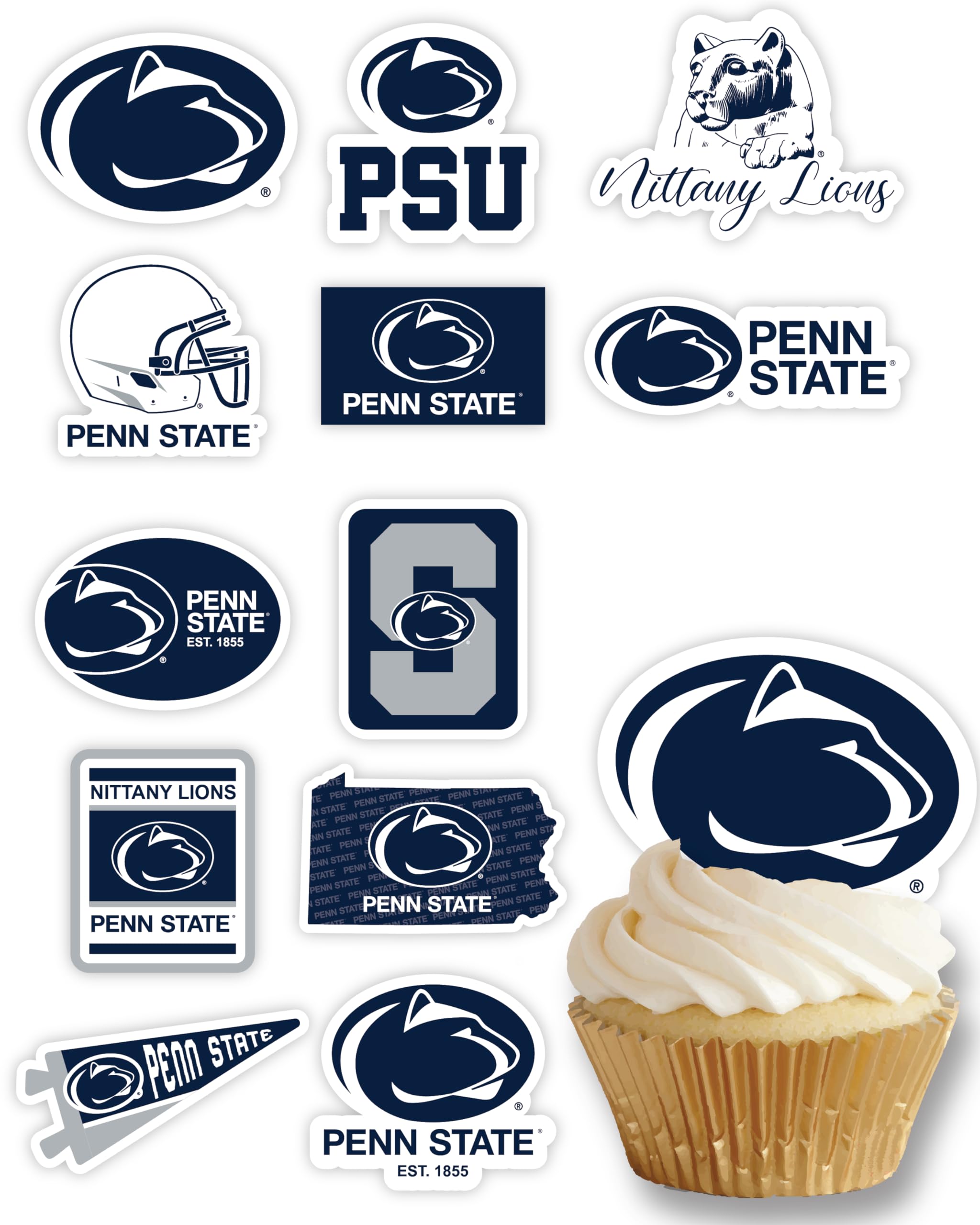 Penn State University Cupcake SSF20 Topper Party Supplies for Football, Birthday, Graduation ...