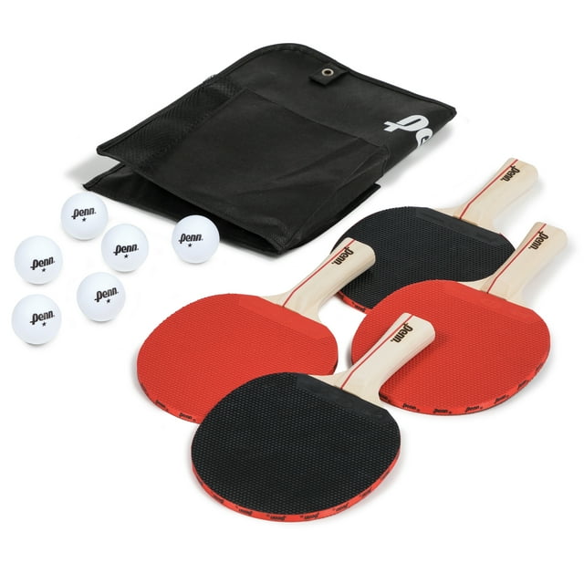 Penn Table Tennis Accessory Set - 4 Ping Pong Paddles, 6 Balls and ...