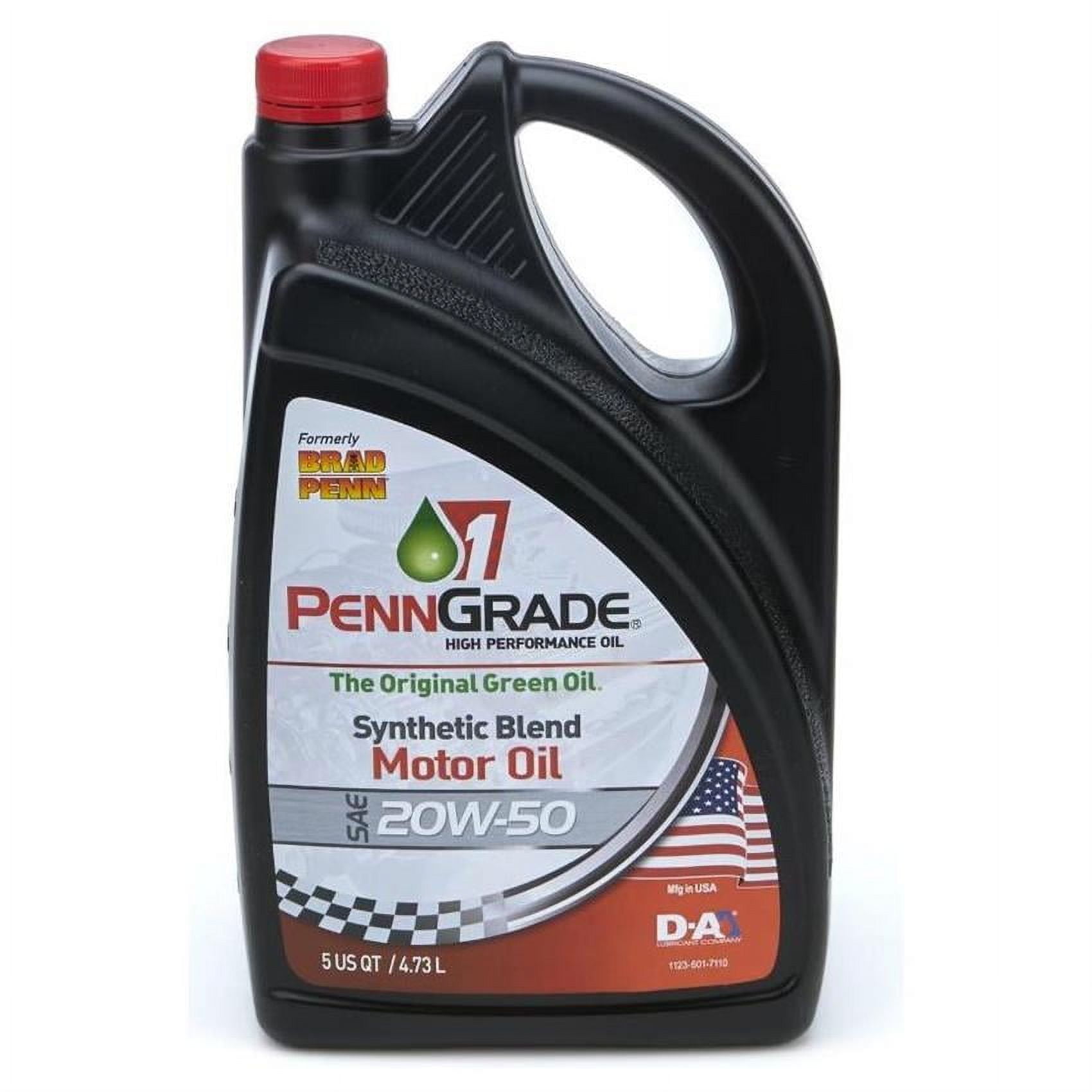 Penngrade Motor Oil 71190 Motor Oil, 20W50, Semi-Syn, 5 qt Qty 1 ...