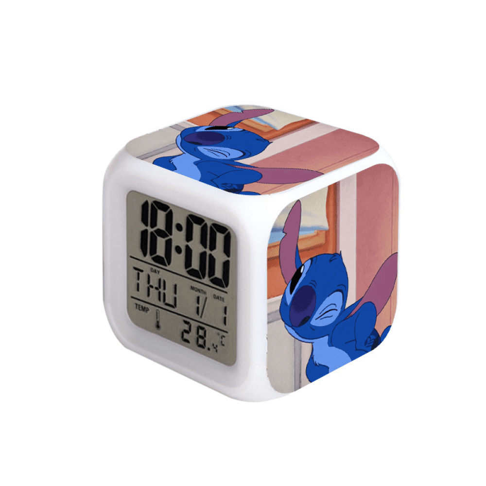 Penngyun Digital Alarm Clock for Kids, Cartoon Stitch Pattern 7 LED ...