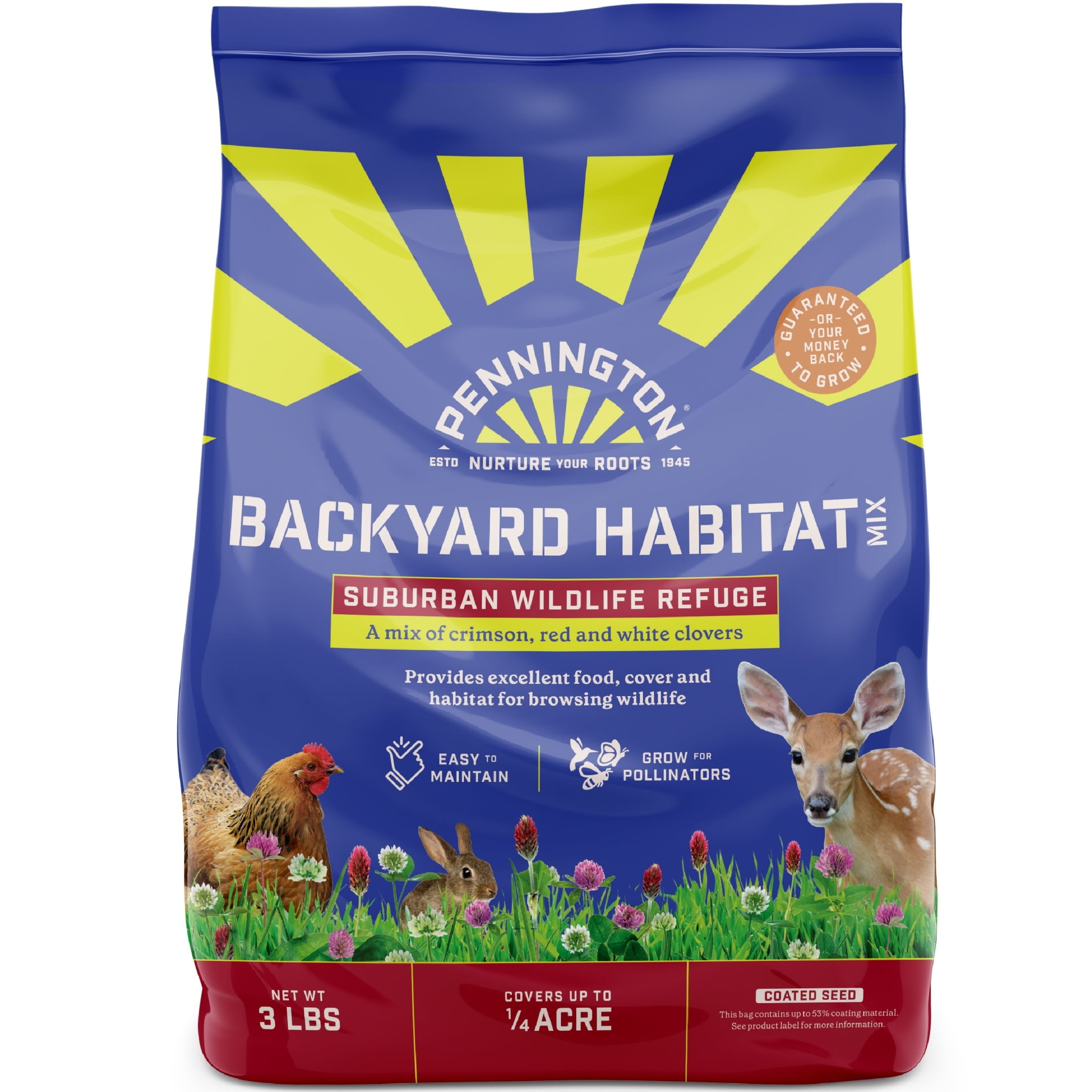 Pennington Backyard Habitat Wildlife Clover Grass Seed Mix, 3lb ...
