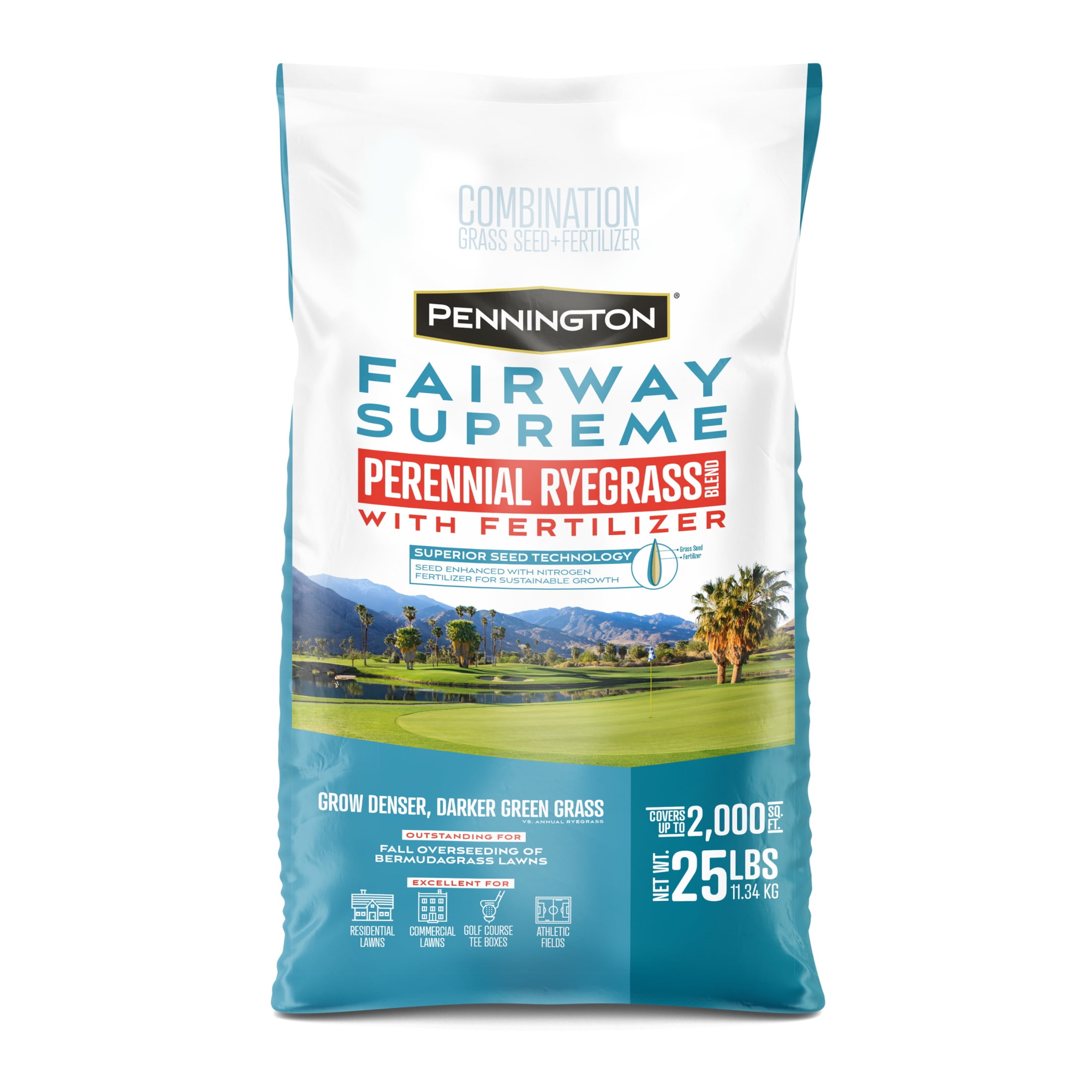 Pennington Fairway Supreme Rye Lawn Grass Seed, for Full Sun , 25 lb ...