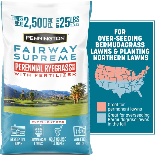 Pennington Fairway Supreme Rye Lawn Grass Seed, for Full Sun , 25 lb ...