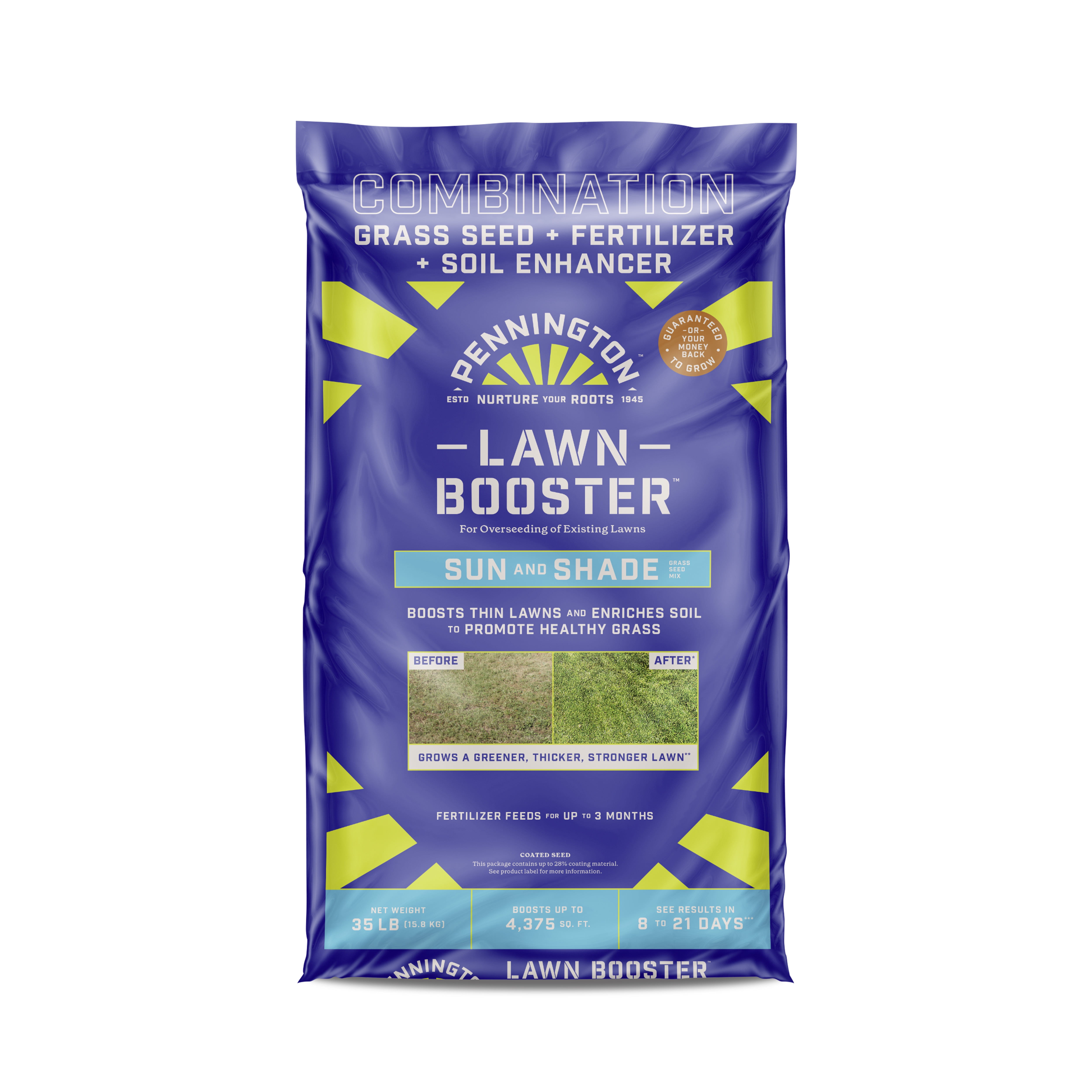 Pennington Lawn Booster Grass Seed and Fertilizer Mix, for Sun to ...
