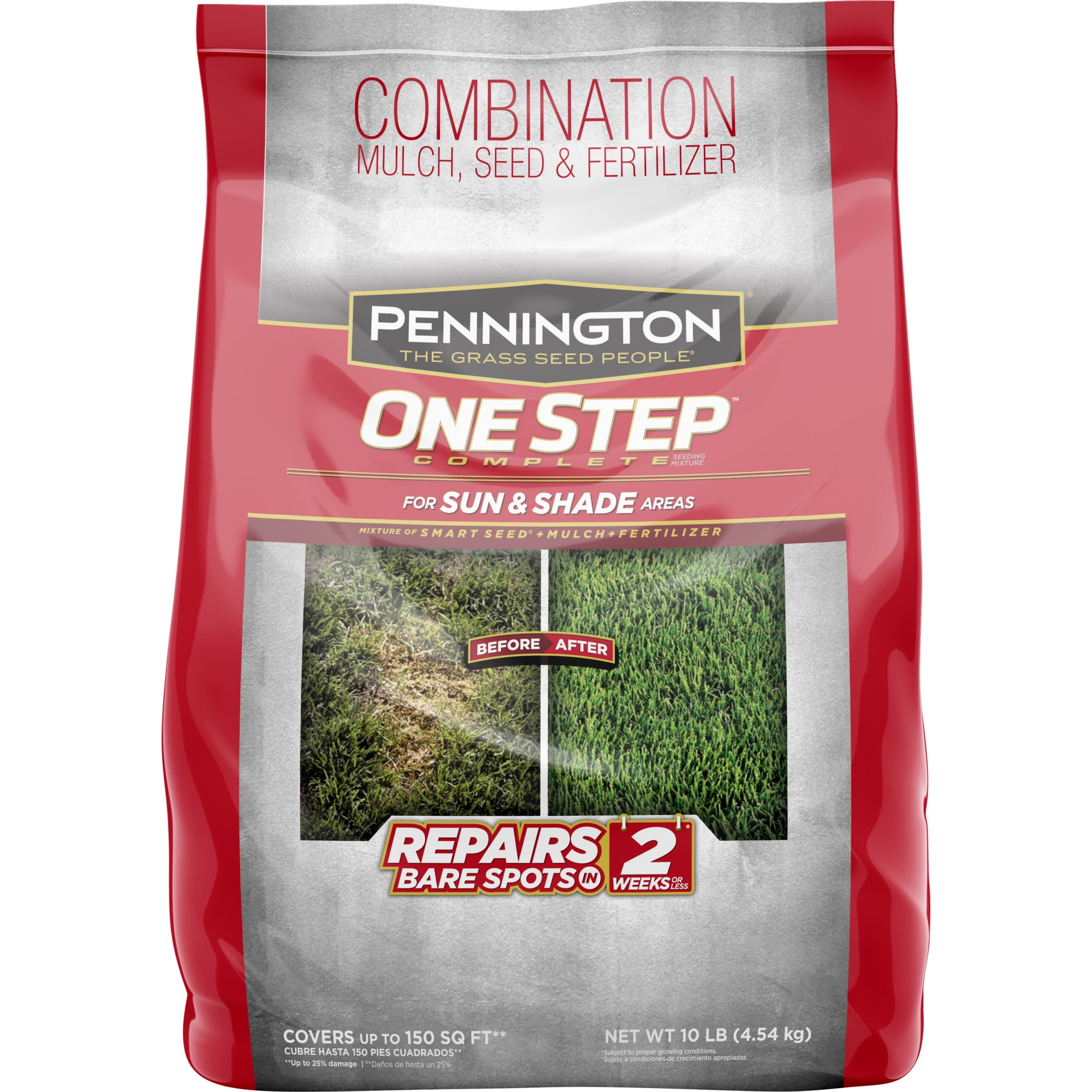 Pennington One Step Complete Patch and Repair Grass Seed Mix, for Sun ...