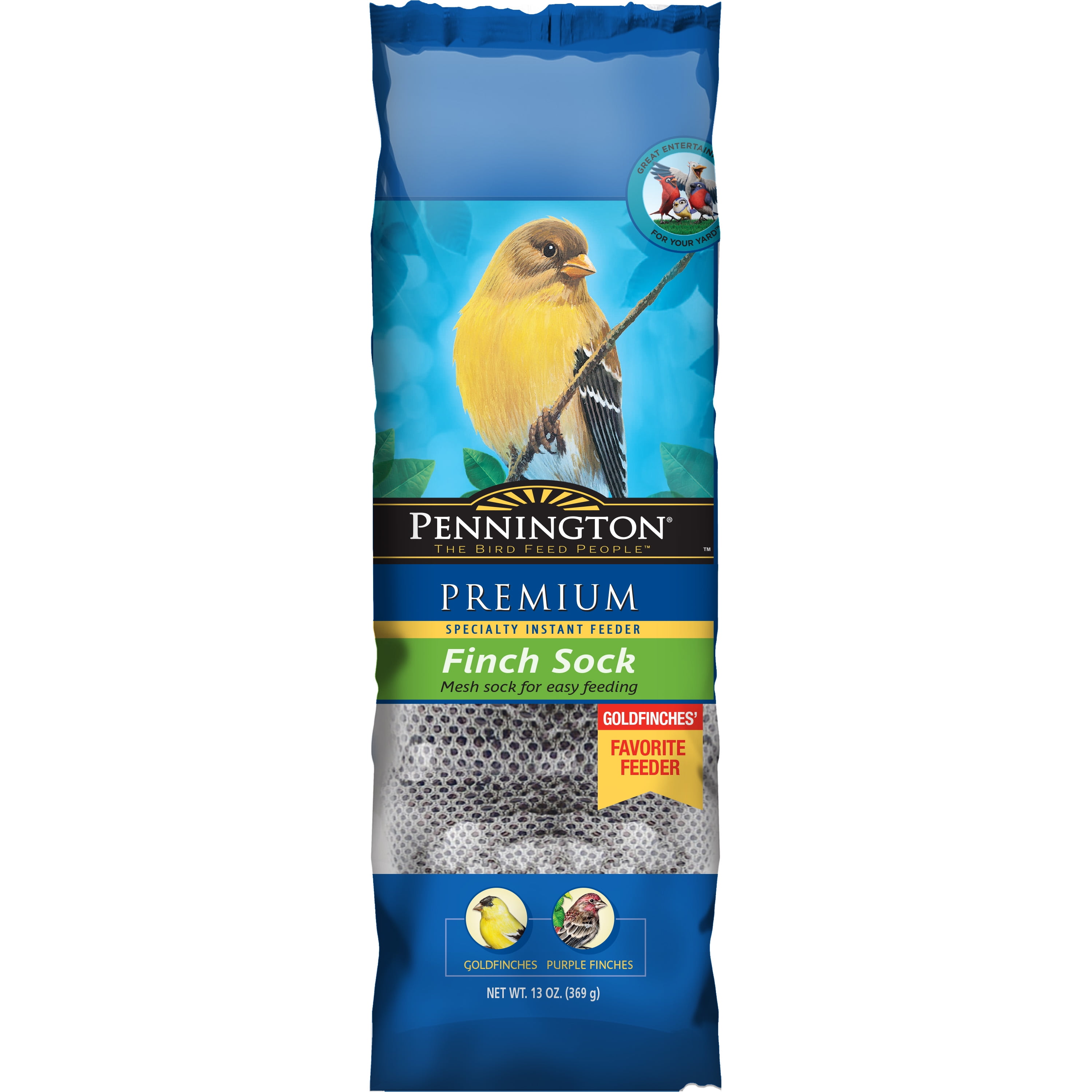 Pennington Premium Finch Sock Wild Bird Feed Seed and Feeder, 13 oz ...