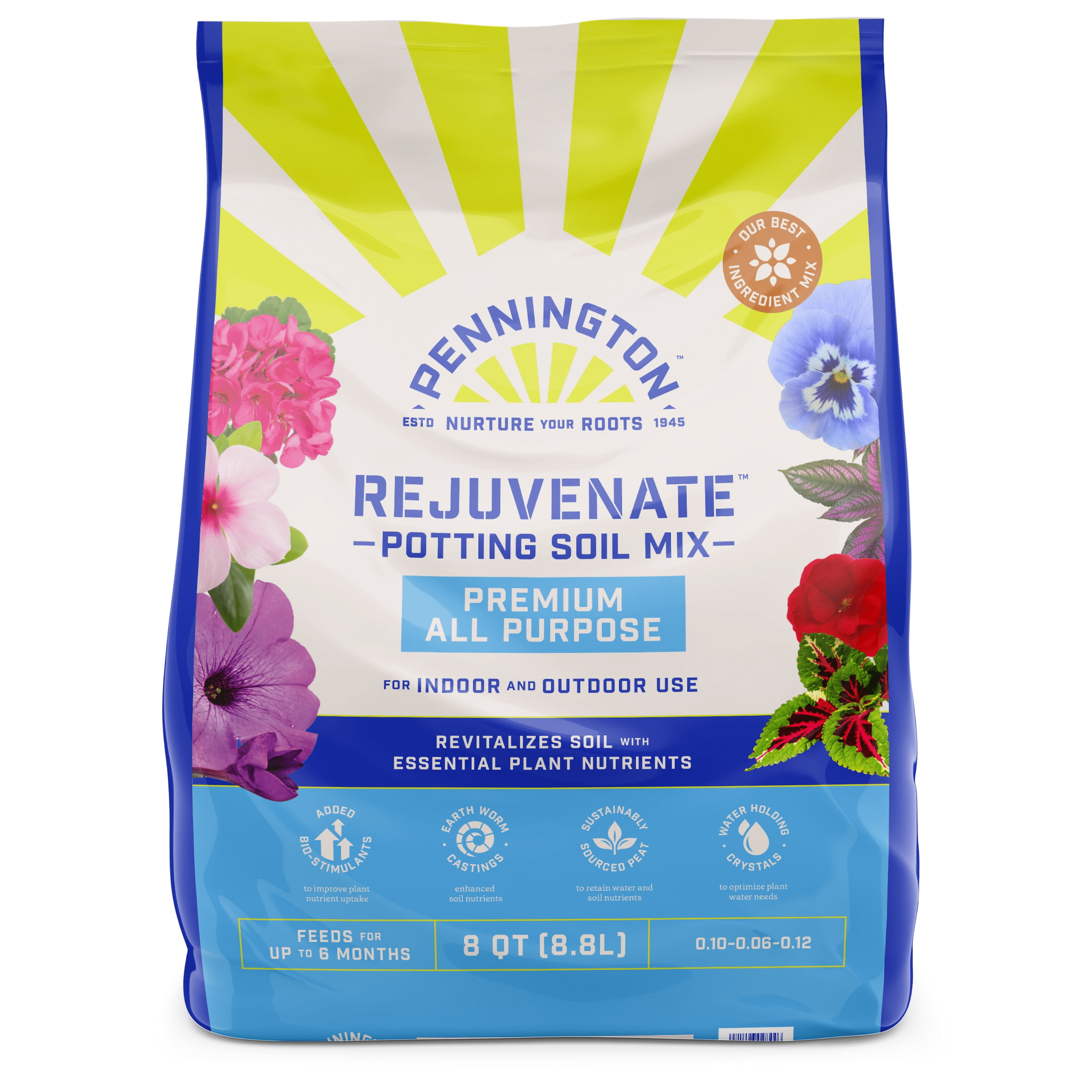 Pennington Rejuvenate Premium All Purpose Potting Soil Mix, 8 qt ...