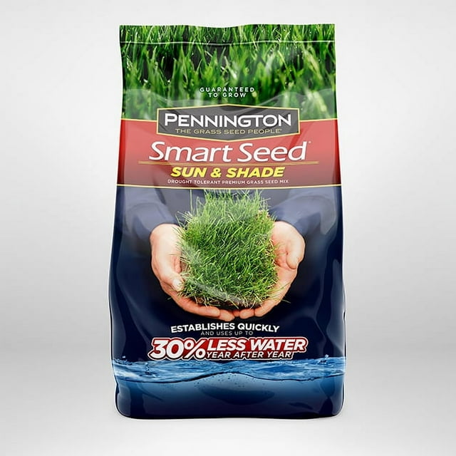 Pennington Smart Seed Sun & Shade Grass Seed Mix, for Partial to Full ...