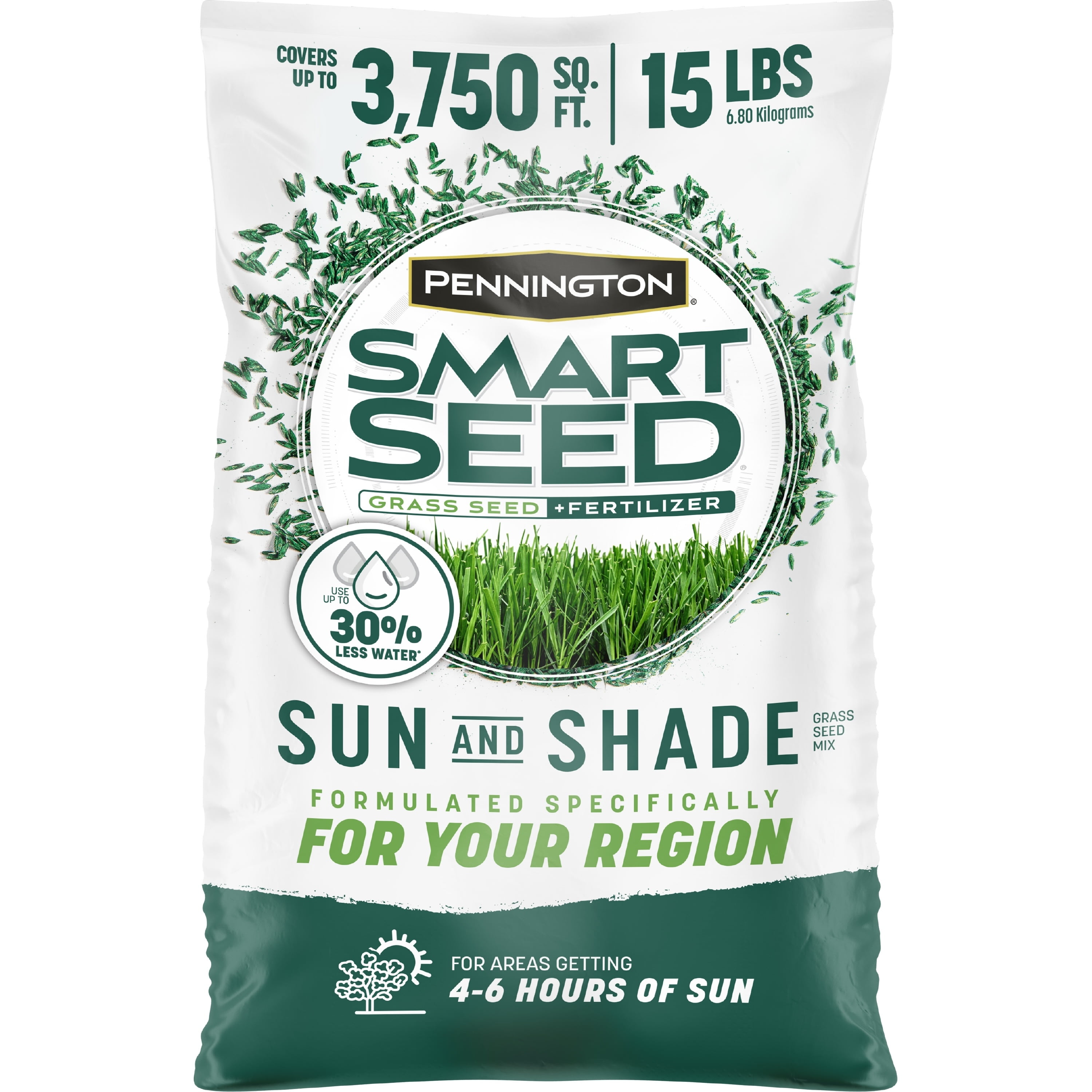 Pennington Smart Seed Sun and Shade Grass Northern Lawn Mix, for Sun to ...