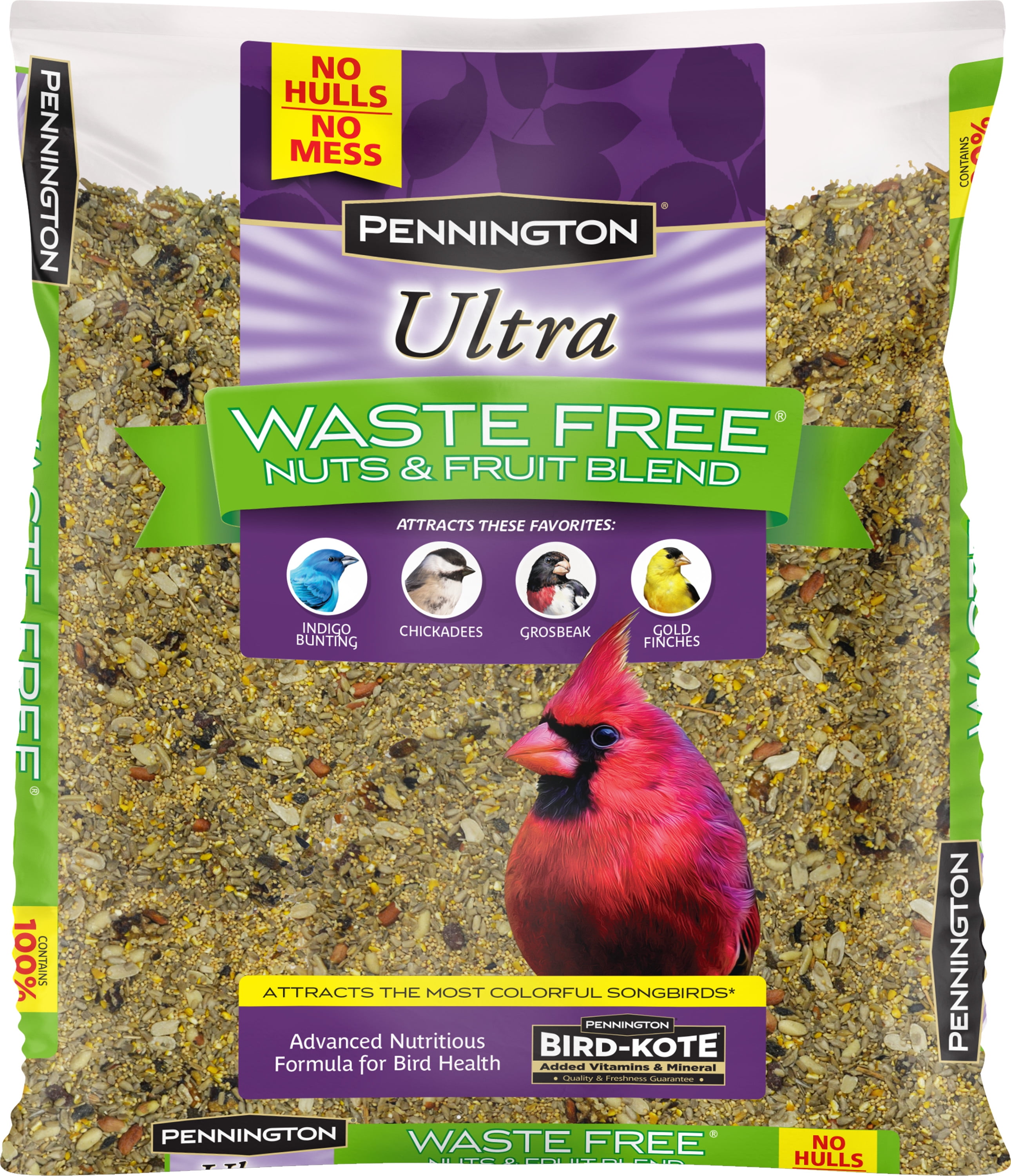 Pennington Ultra Nuts & Fruit Blend Waste Free Dry Wild Bird Seed, 2.5 ...