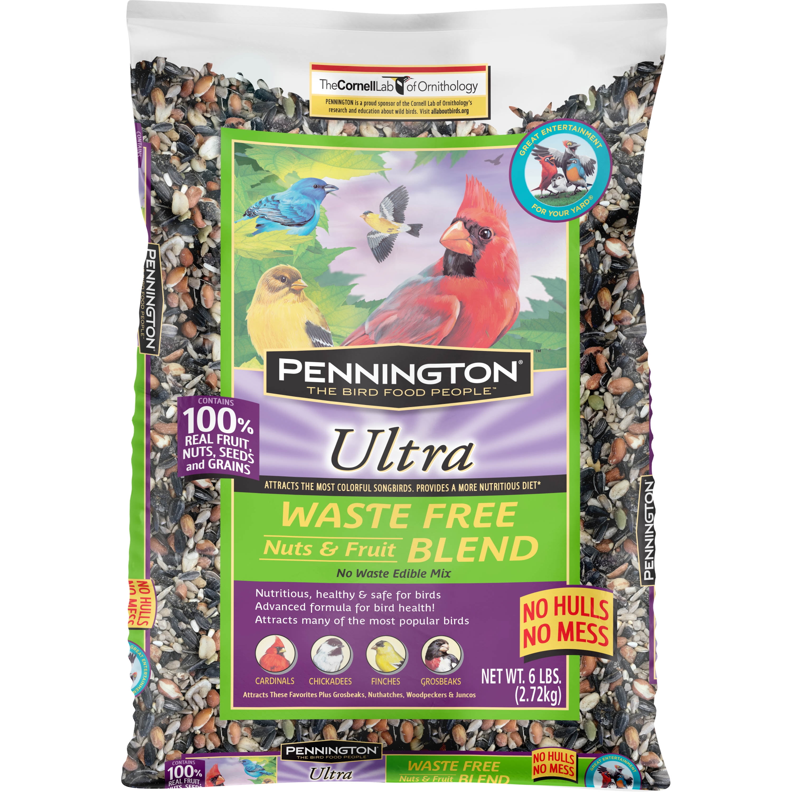 Pennington Ultra Nuts & Fruit Waste Free Dry Wild Bird Food and Seed, 6 ...