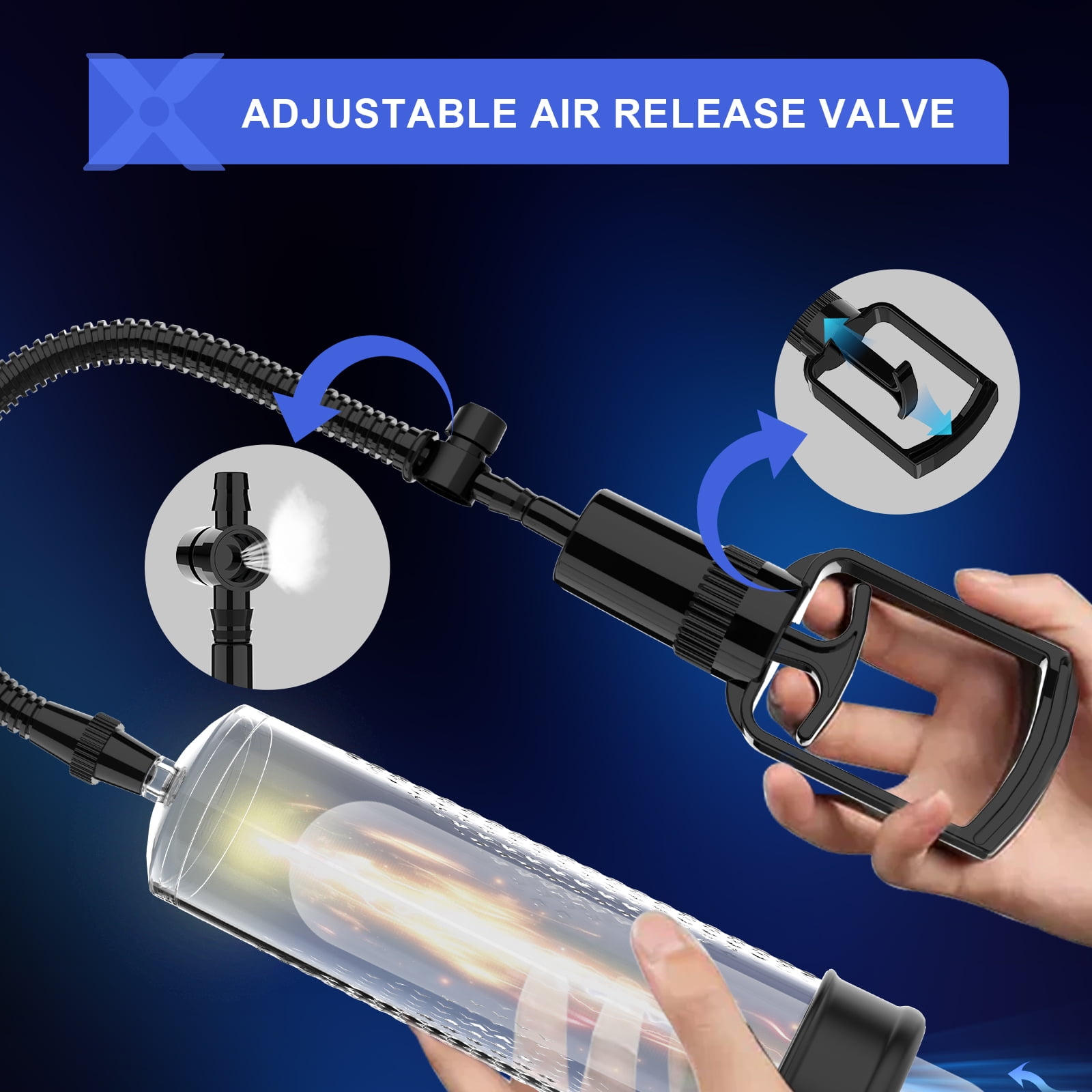 Pennise Pump with Adjustable Air Release Valve + Transparent Cylinder ...