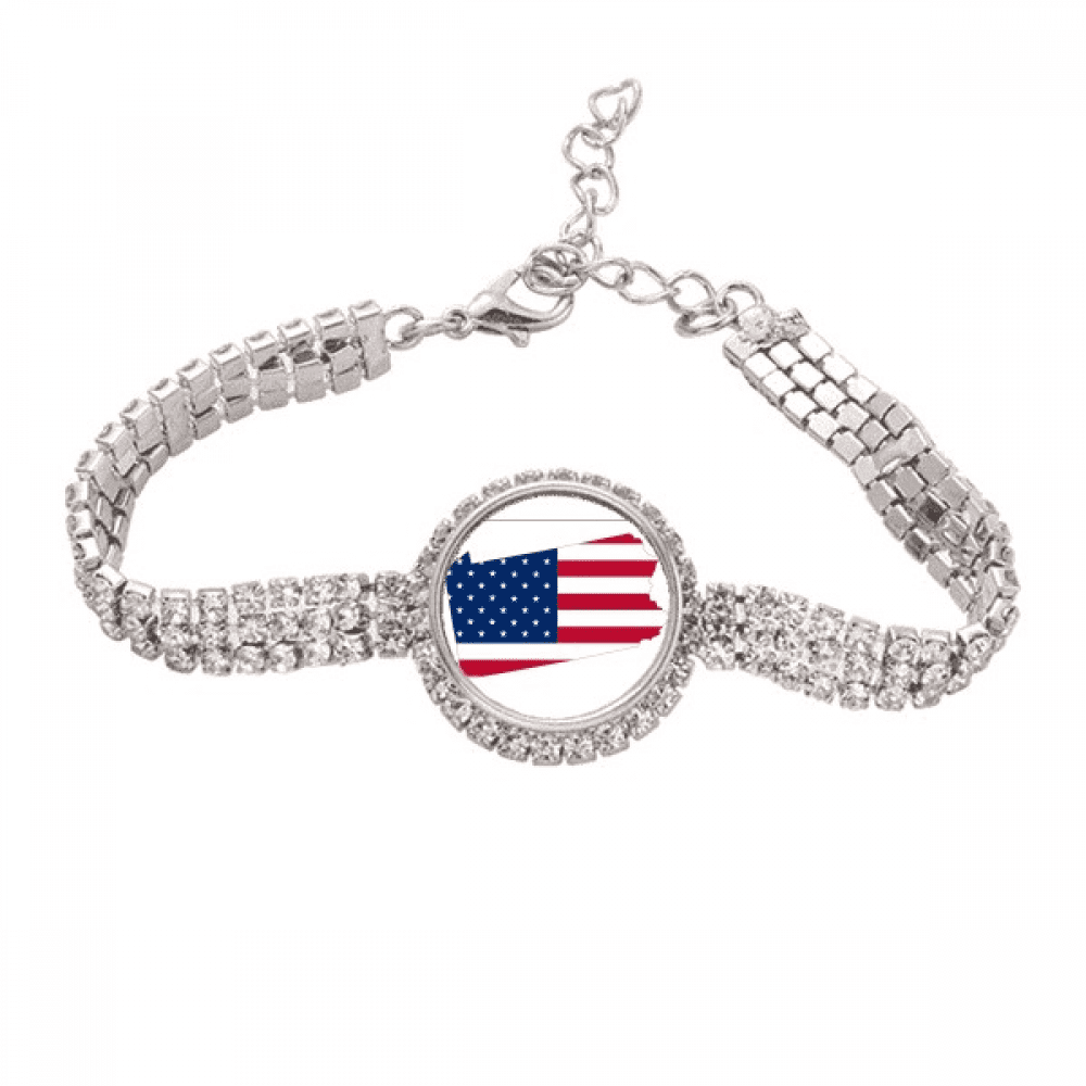 Pennsylvania America Map Stars Stripes Flag Tennis Chain Anklet ...