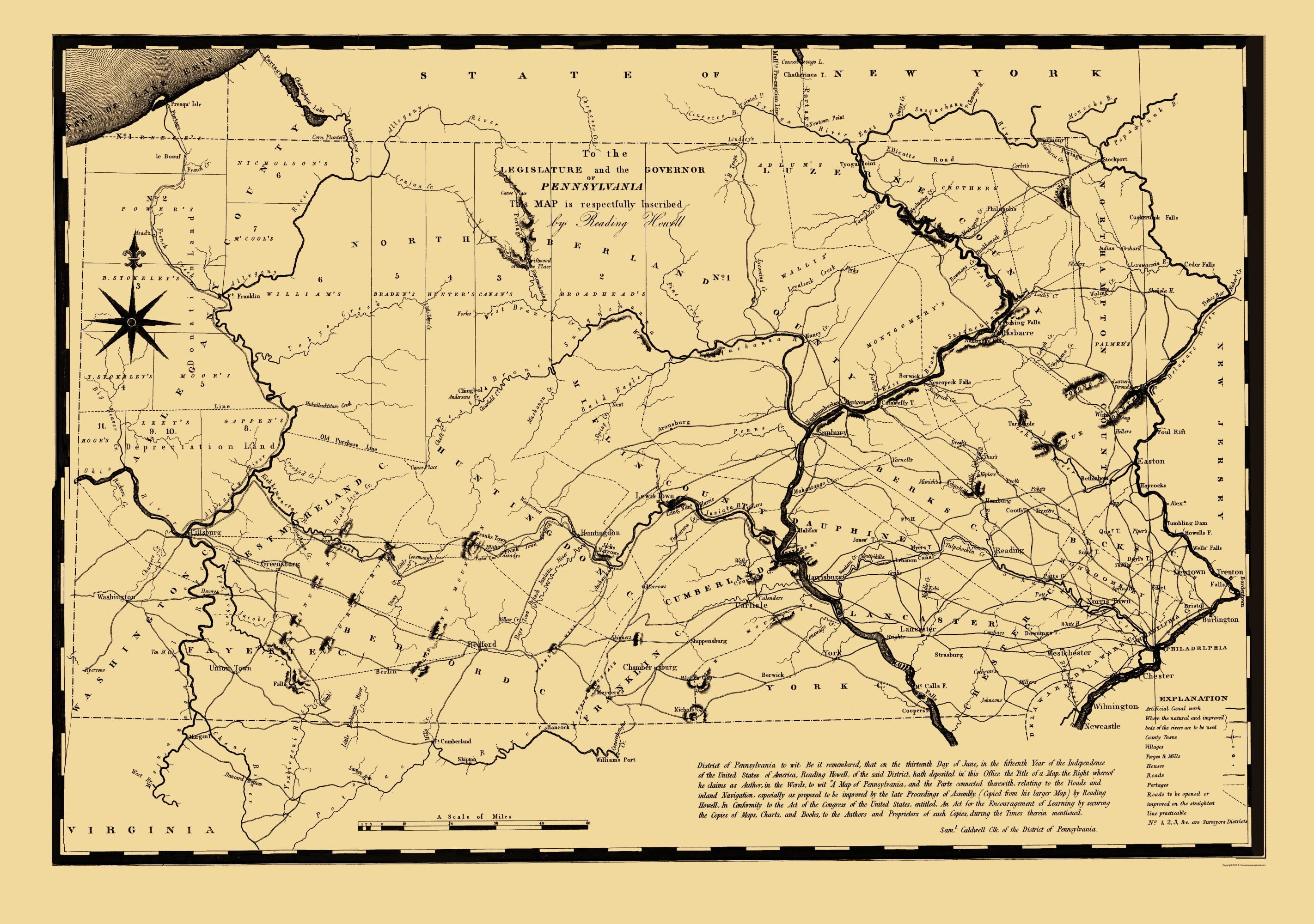 Historic State Map - Pennsylvania - Johnson 1791 - 23 x 32.69 - Vintage ...