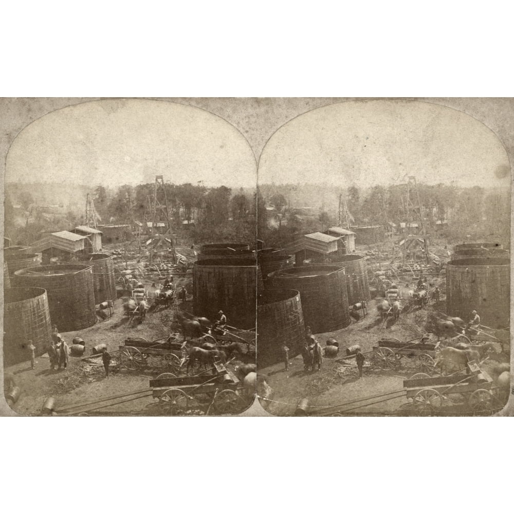 Pennsylvania Oil C1870. Noil Storage Tanks Derricks And Horse-Drawn ...
