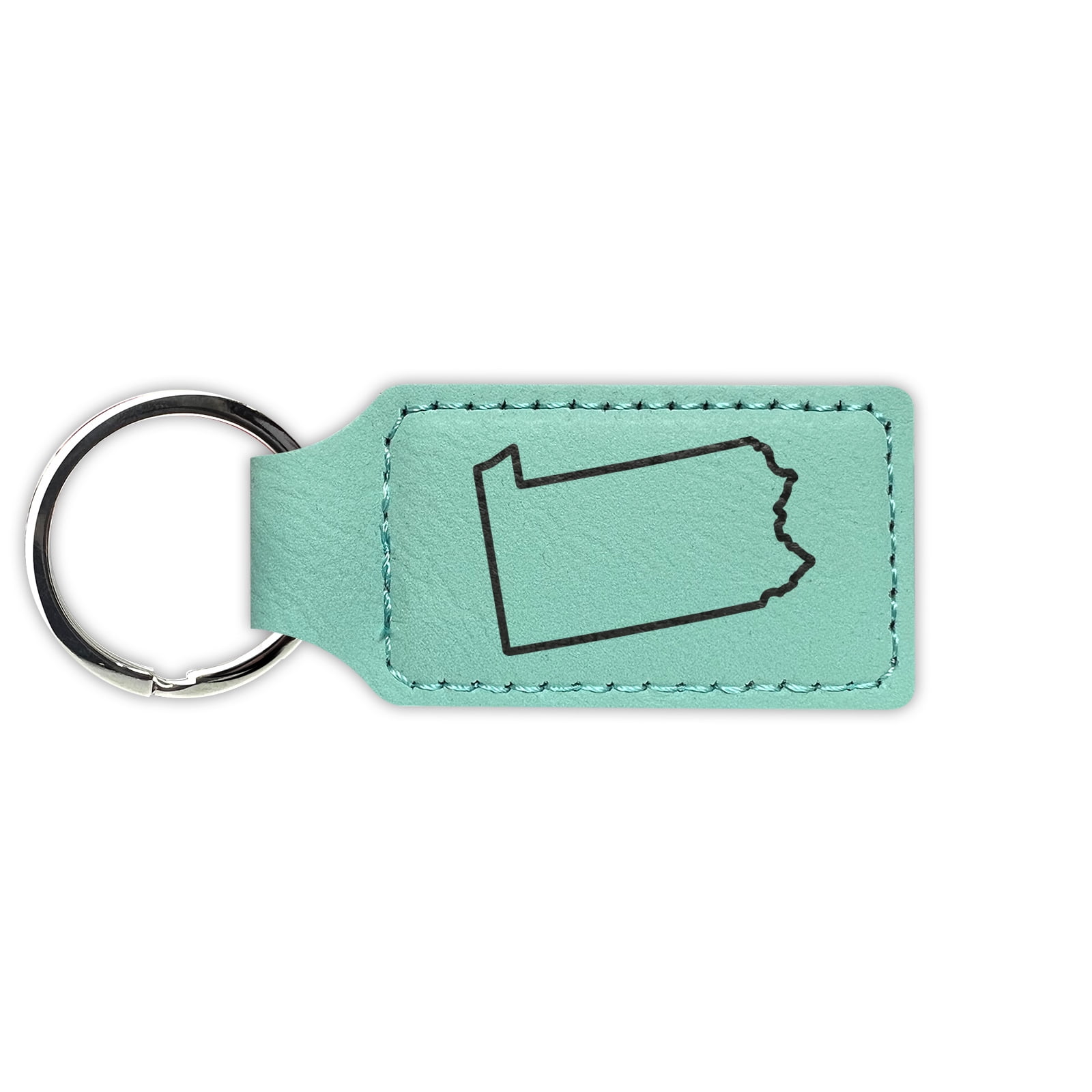 Pennsylvania Outline Keychain Leatherette Rectangle - Laser Engraved ...