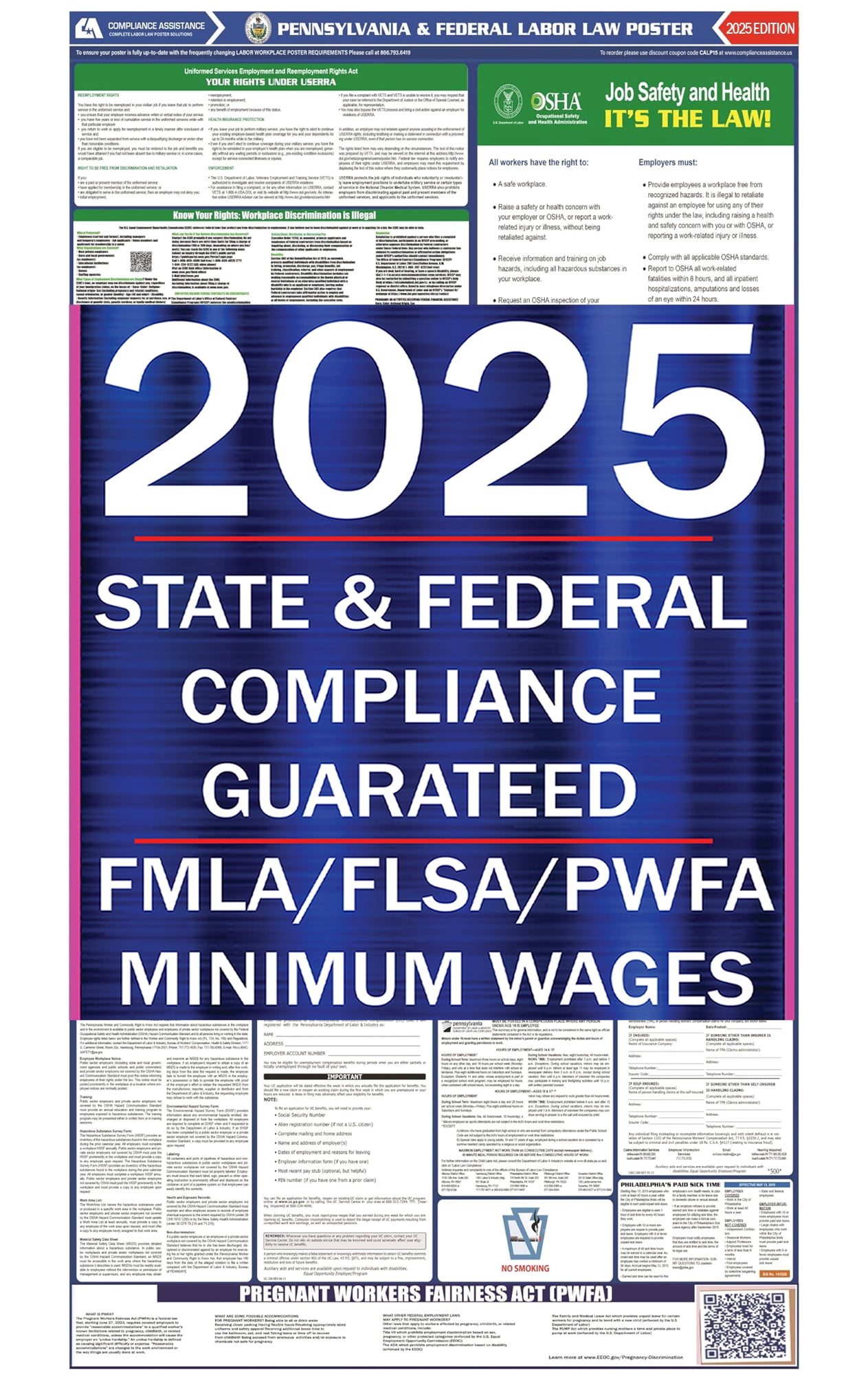 Pennsylvania (PA) 2025 State Labor Law Poster - State, Federal and OSHA ...